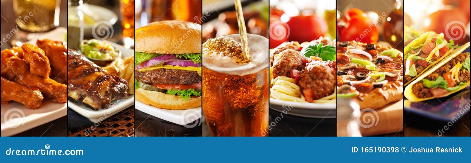 Collage of American Style Restaurant Foods Stock Photo - Image of ...