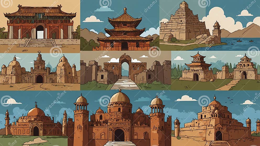 Collage of Ancient Architectural Structures from Various Cultures and ...