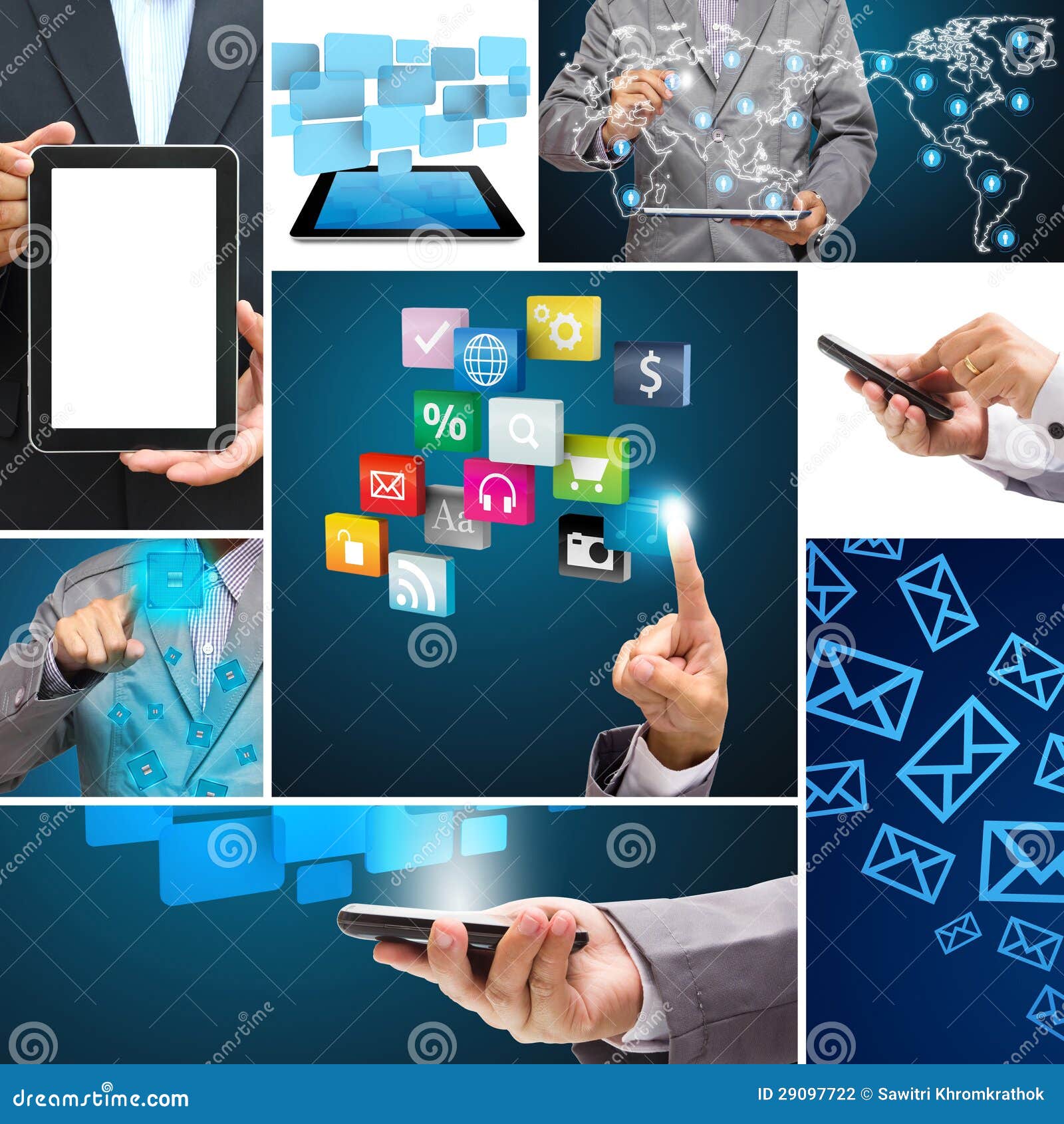 Collage of Application Connection in the Global Social Networks Stock ...