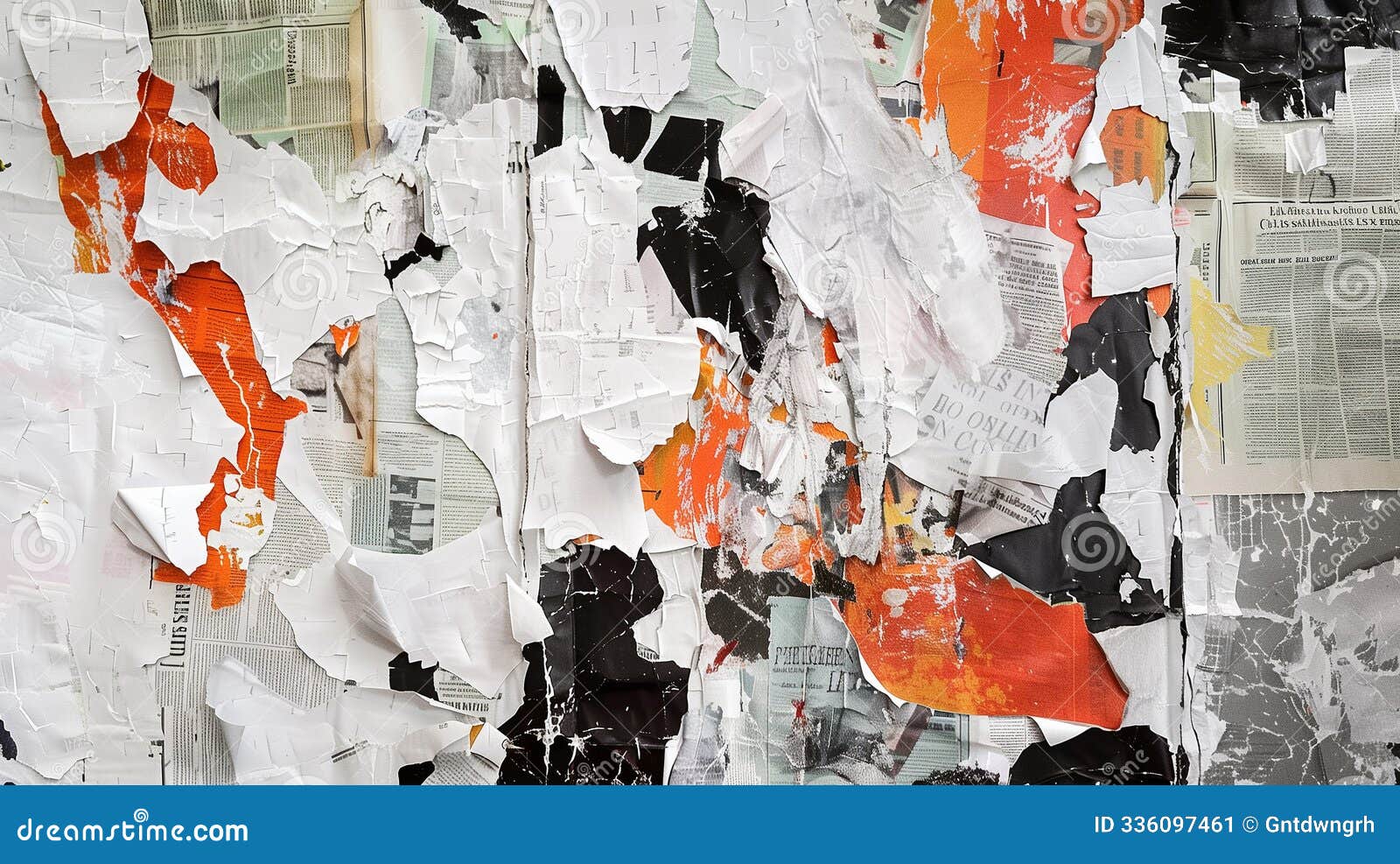 Collage Art Made from Ripped Newspaper, Abstract , Grunge, Paste on ...