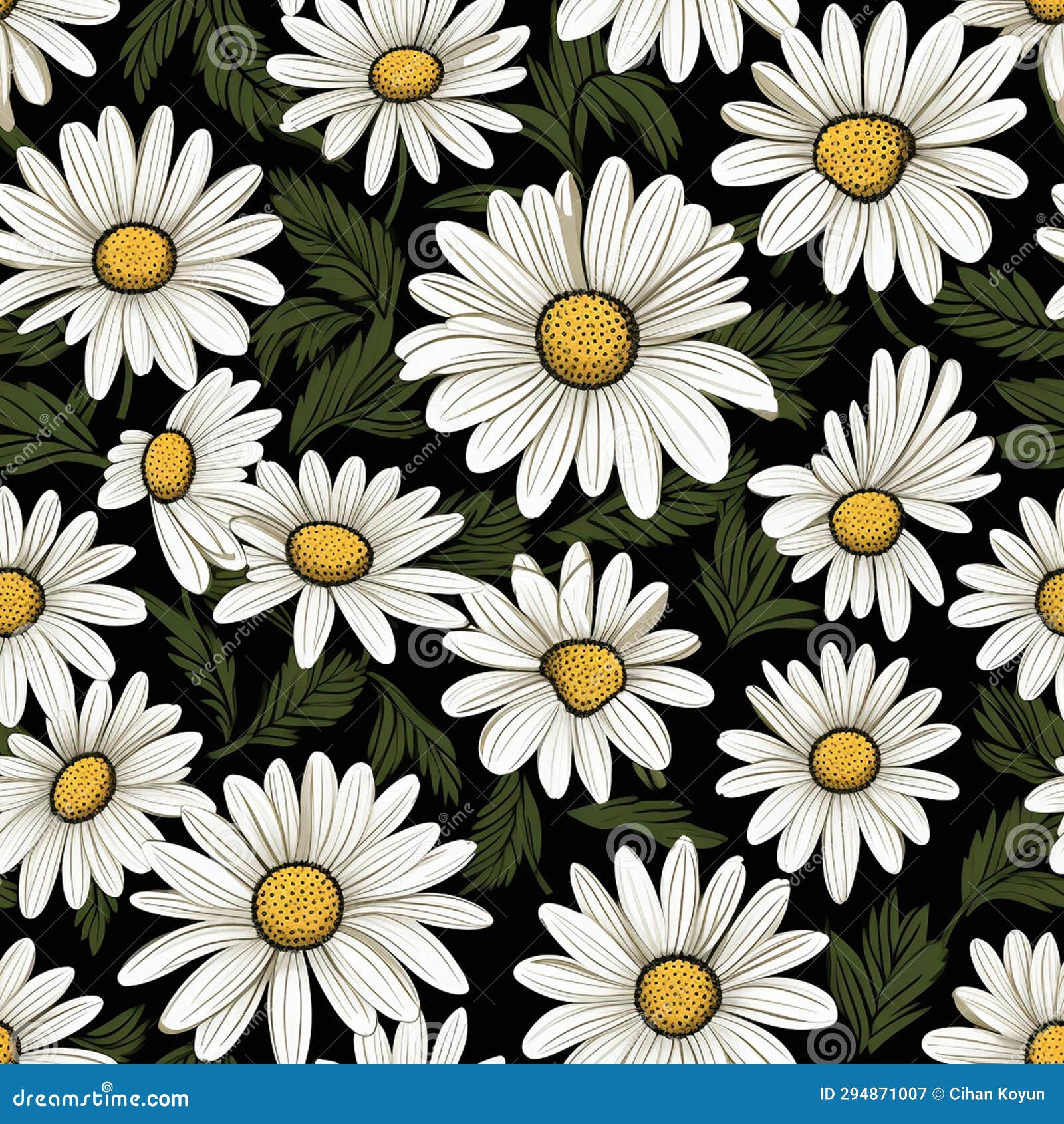 Collage Art with Packaging Mockup with Seamless Daisy Wallpaper Stock ...