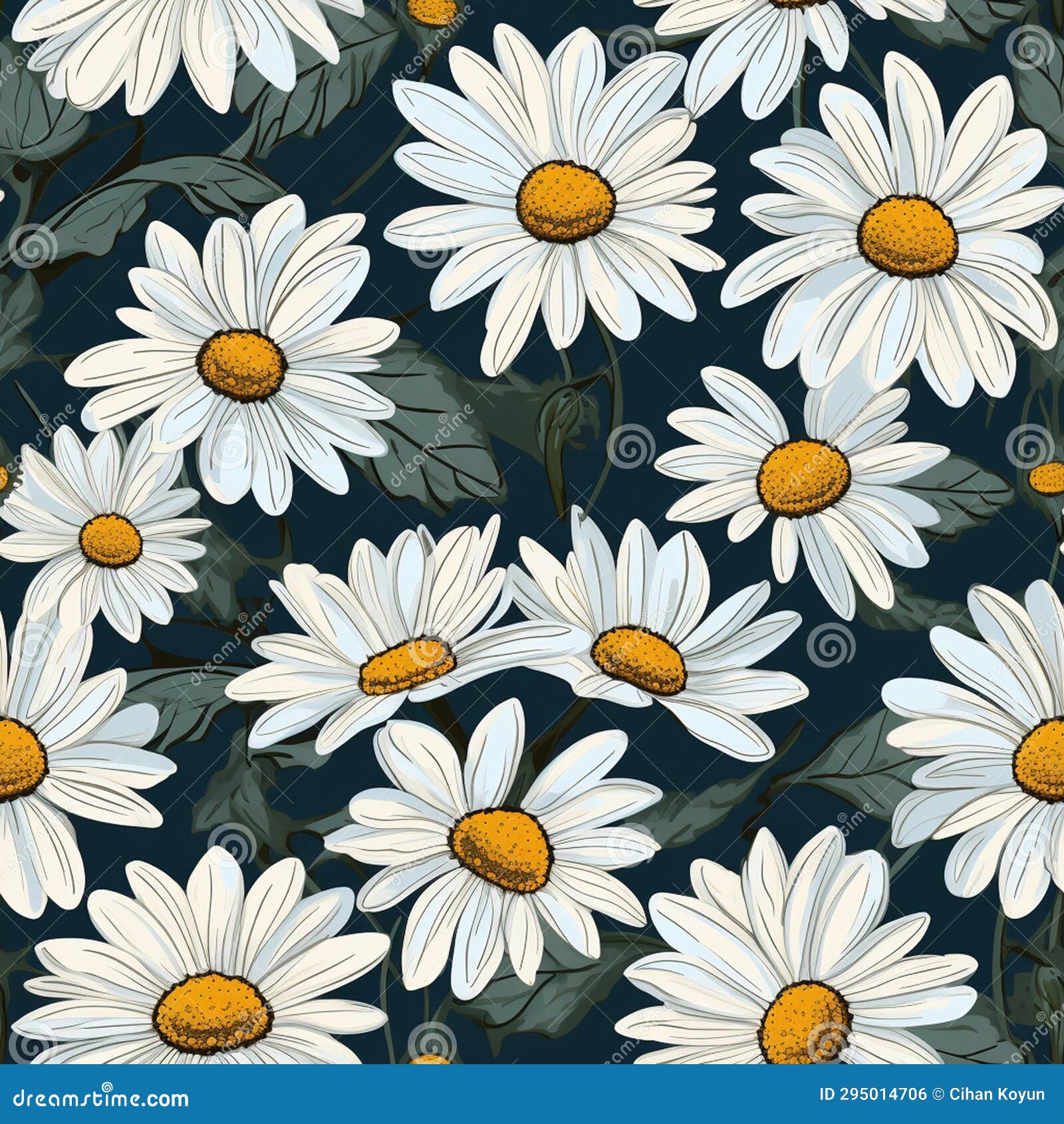 Collage Art with Packaging Mockup with Seamless Daisy Wallpaper Stock ...