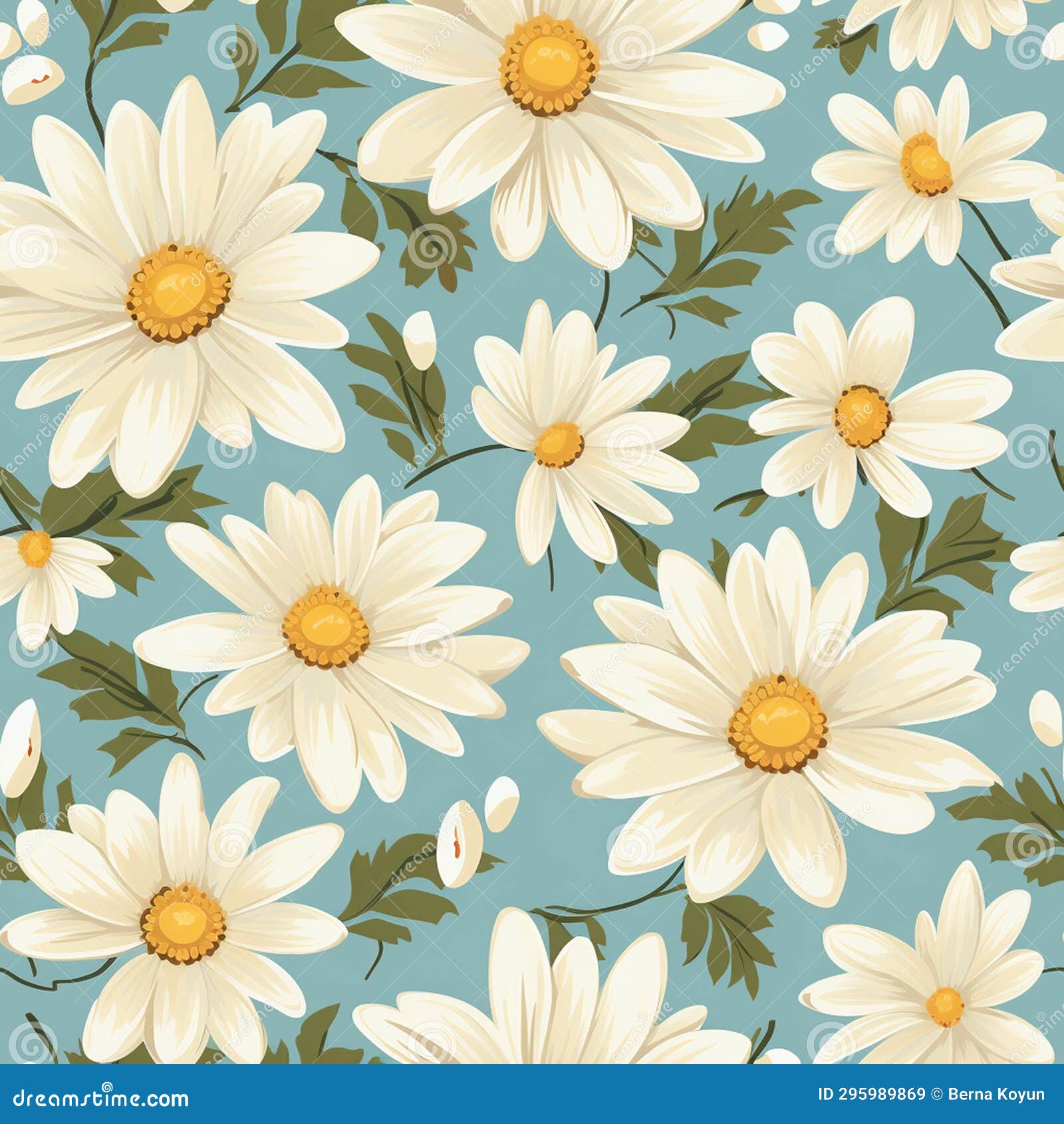 Collage Art with Packaging Mockup with Seamless Daisy Wallpaper Stock ...