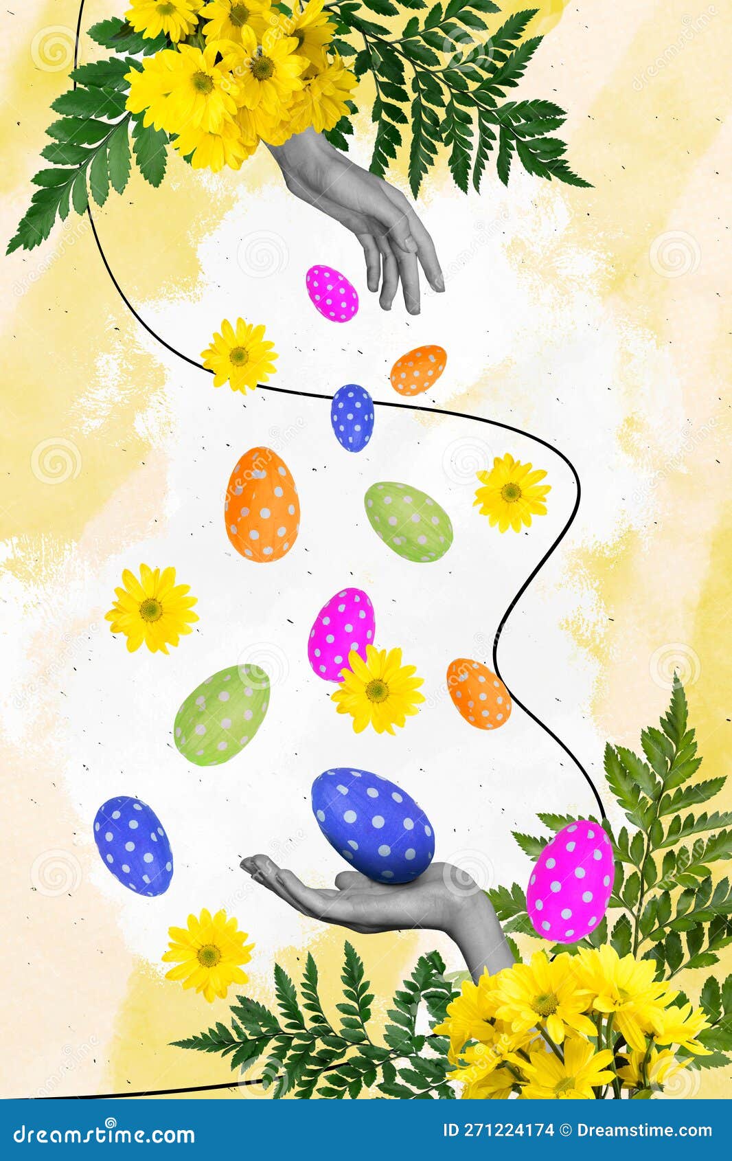 Collage Artwork Graphics Picture of Arms Catching Falling Easter Eggs ...