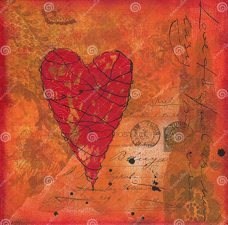 Collage artwork with heart stock illustration. Illustration of unique ...