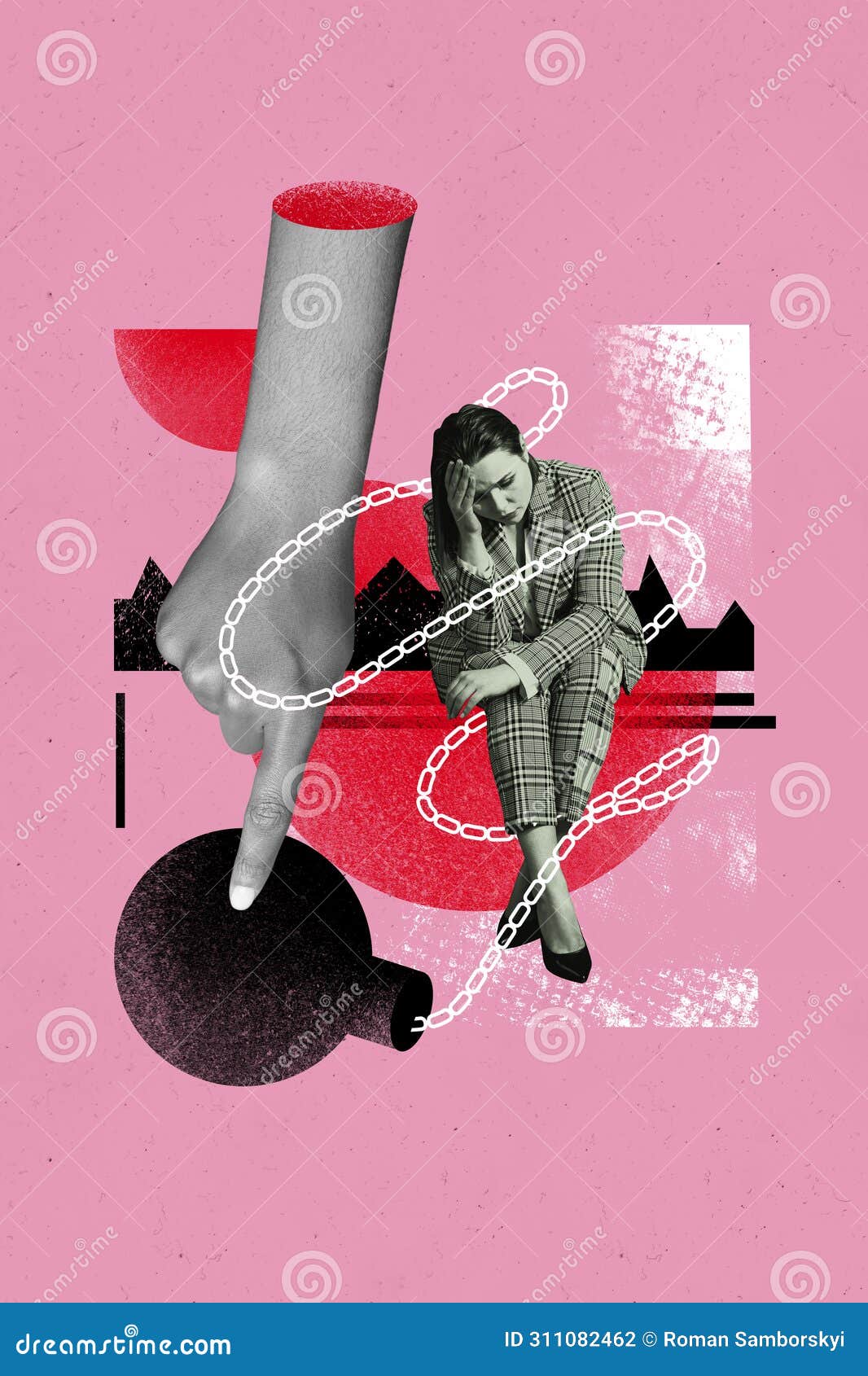 Collage Artwork Image of Sad Depressed Woman Suffering Problem ...