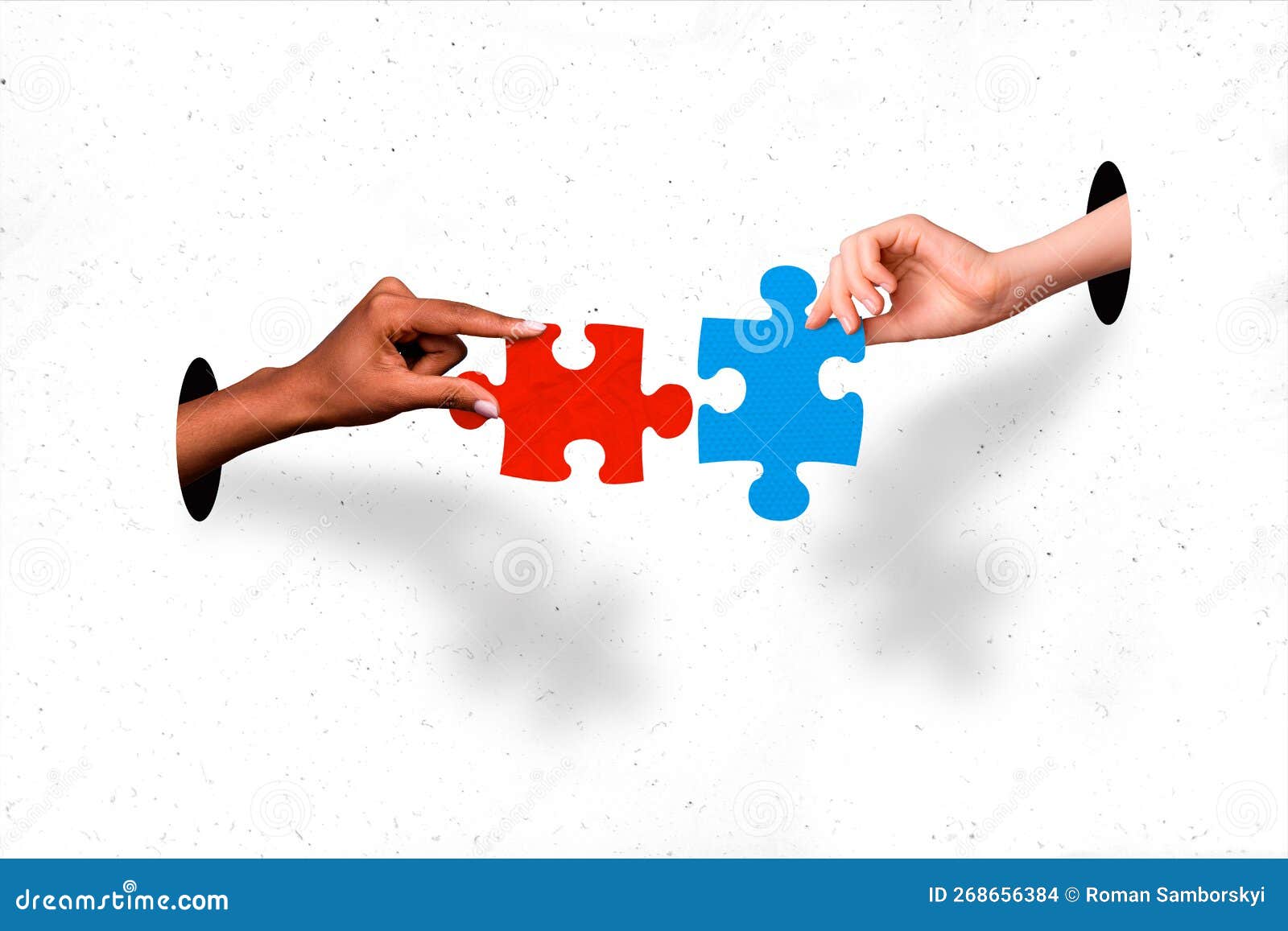 Collage Artwork Photo of Hands Holding Fits Puzzles Complete Picture ...