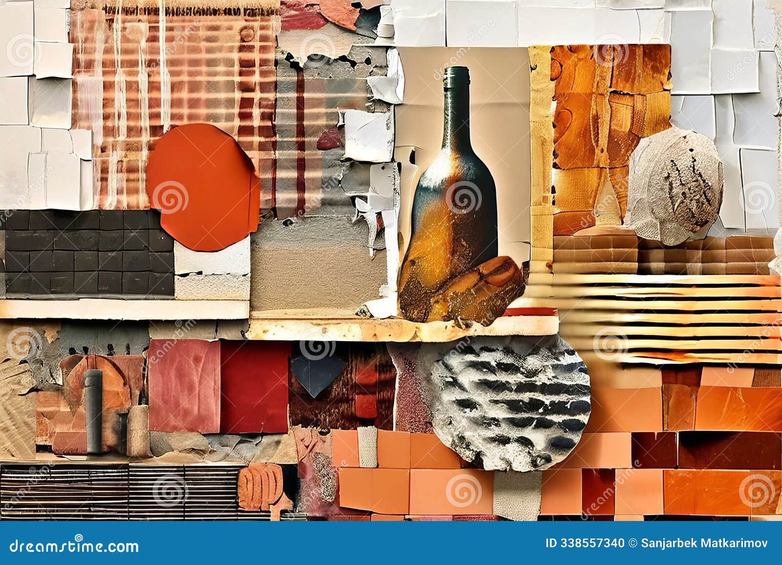 Collage Assembling Different Materials And Textures To Create A Stock ...