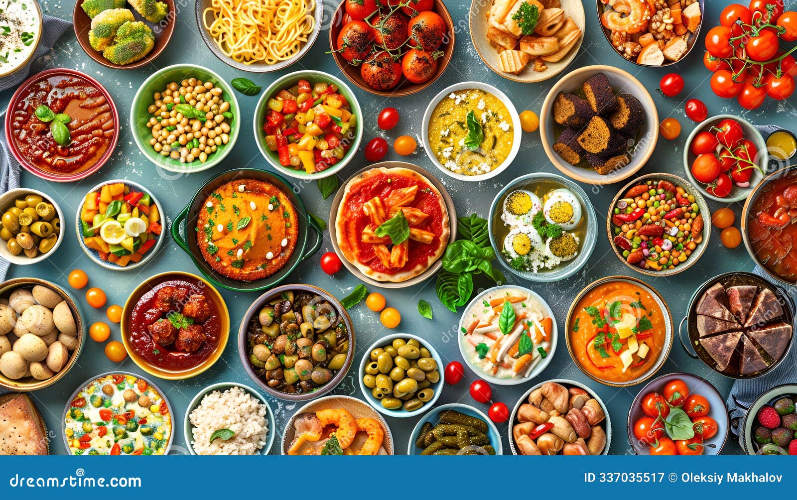 Collage. Assortment of Dishes from Different Countries of the World ...