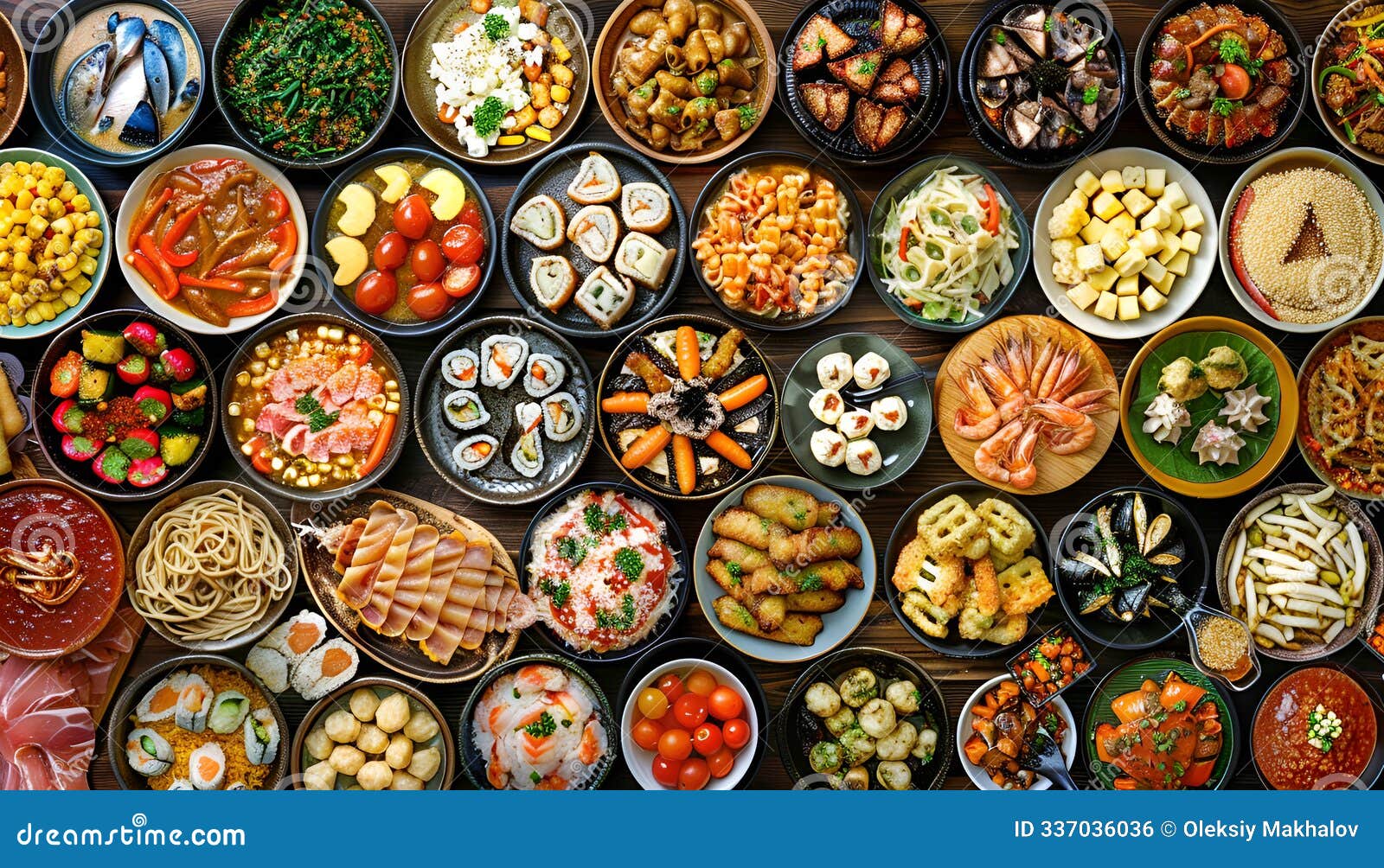 Collage. Assortment of Dishes from Different Countries of the World ...