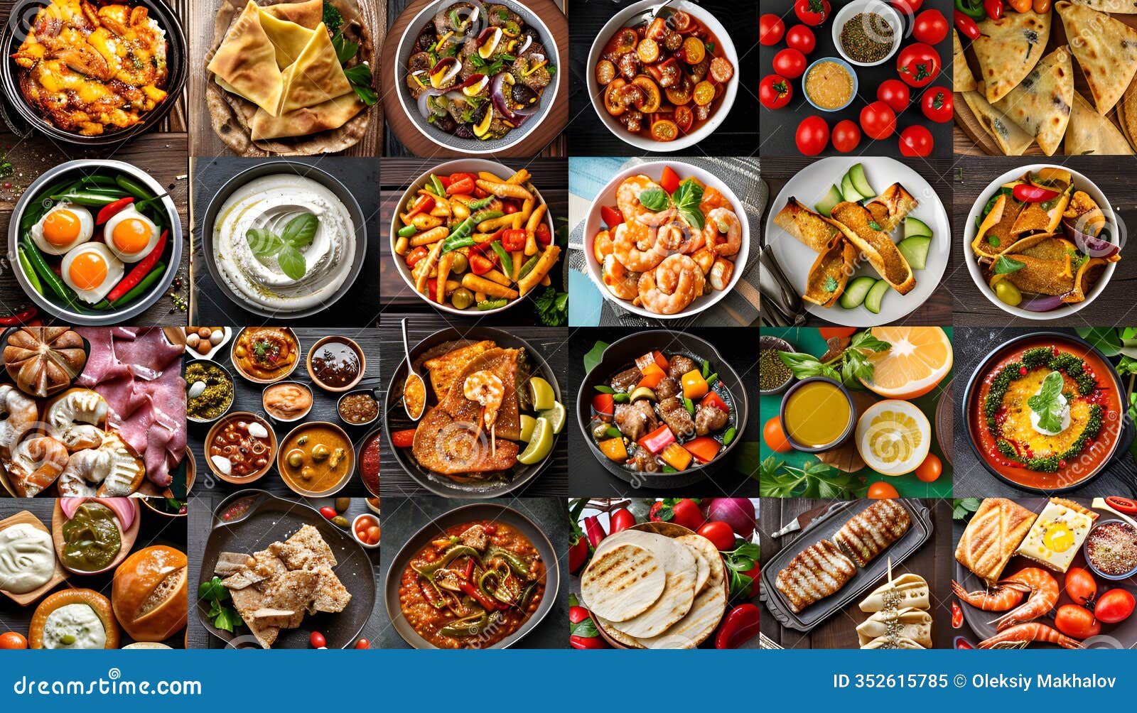 Collage. Assortment of Dishes from Different Countries of the World ...