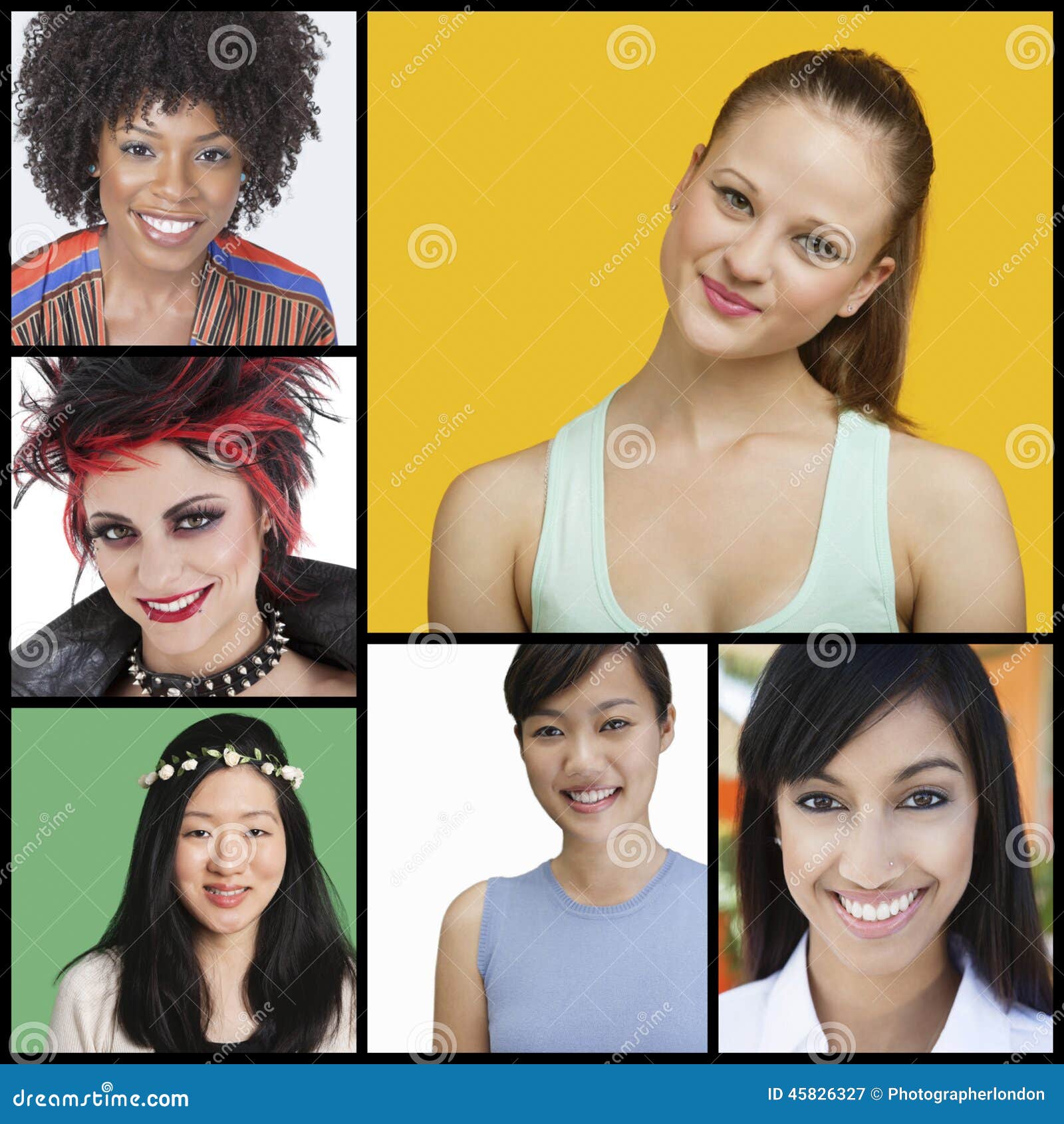Collage of Attractive Women of Different Ethnicities Stock Image ...