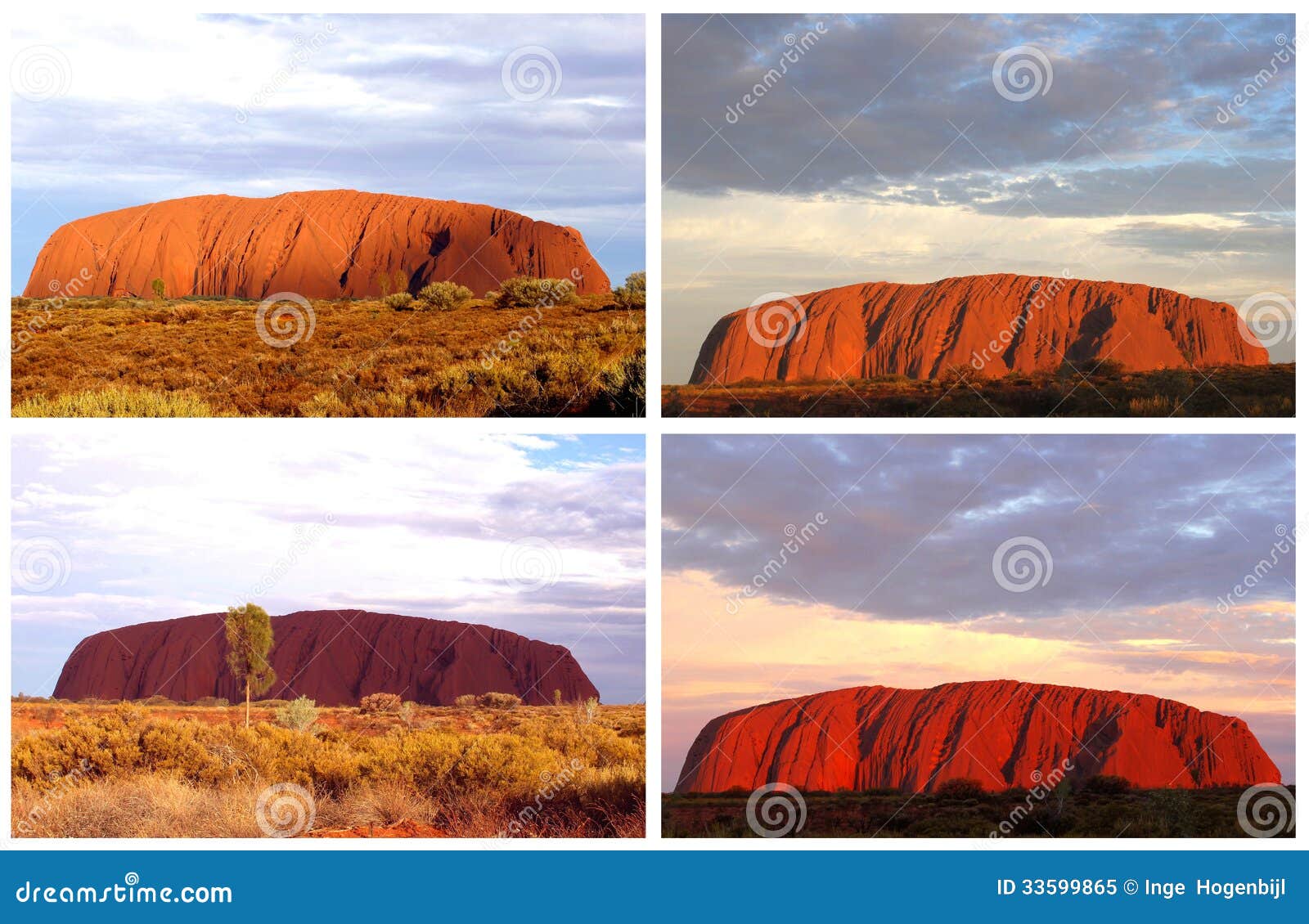 Colorful Collage of Uluru Ayers Rock (Unesco) Sunsets, Australia ...