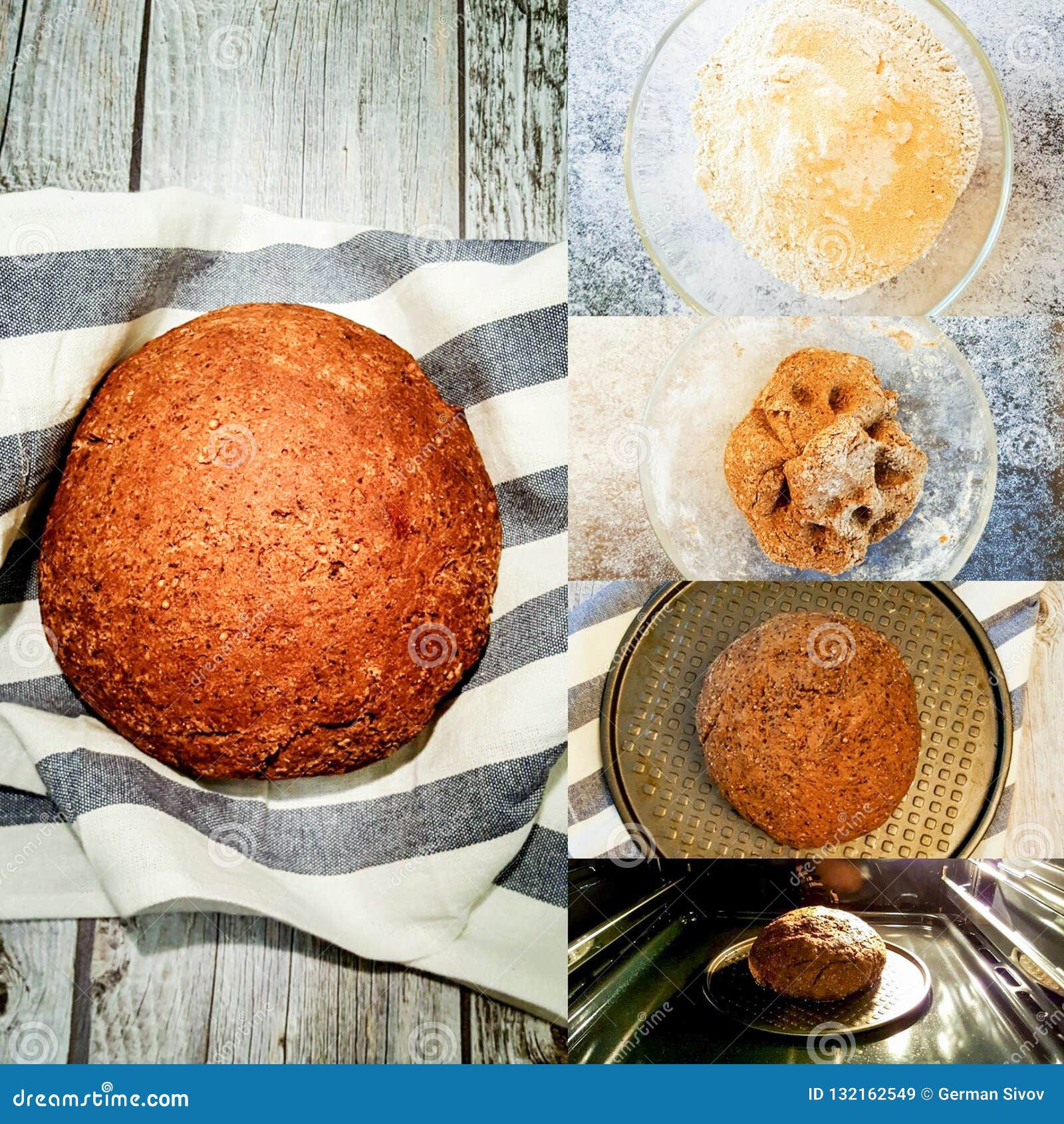 Collage of making bread. stock image. Image of making - 132162549