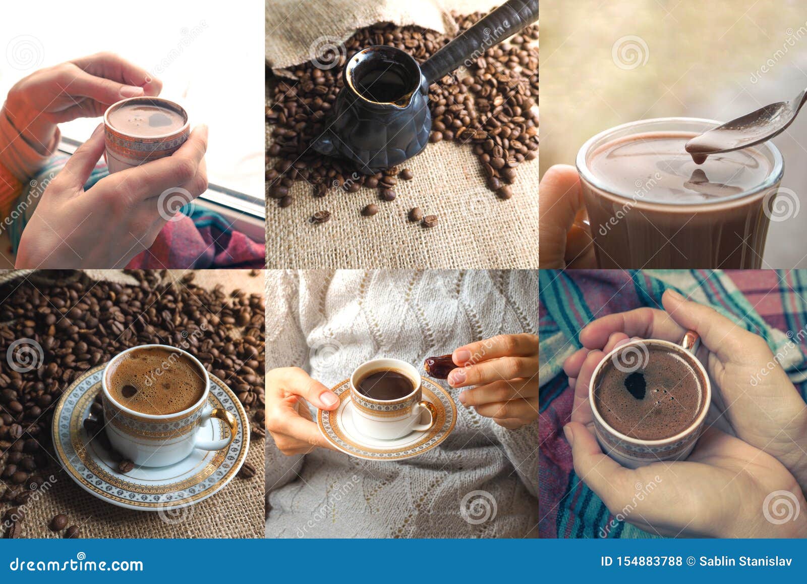 Collage with Beans and a Cup of Coffee Stock Photo - Image of collage ...