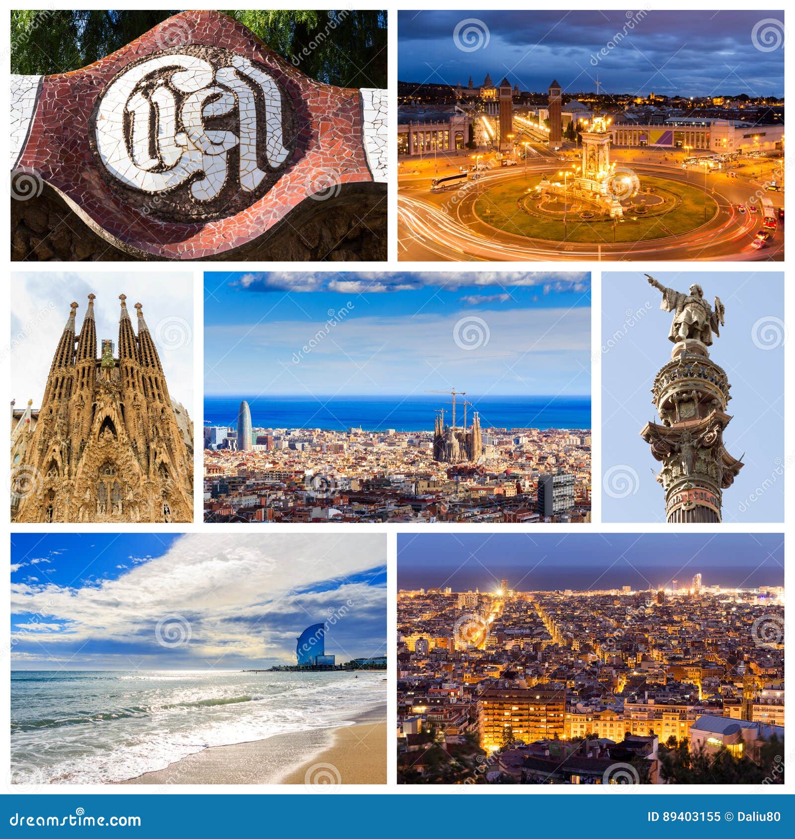 Collage of Beautiful Barcelona. Catalonia Stock Image - Image of ...