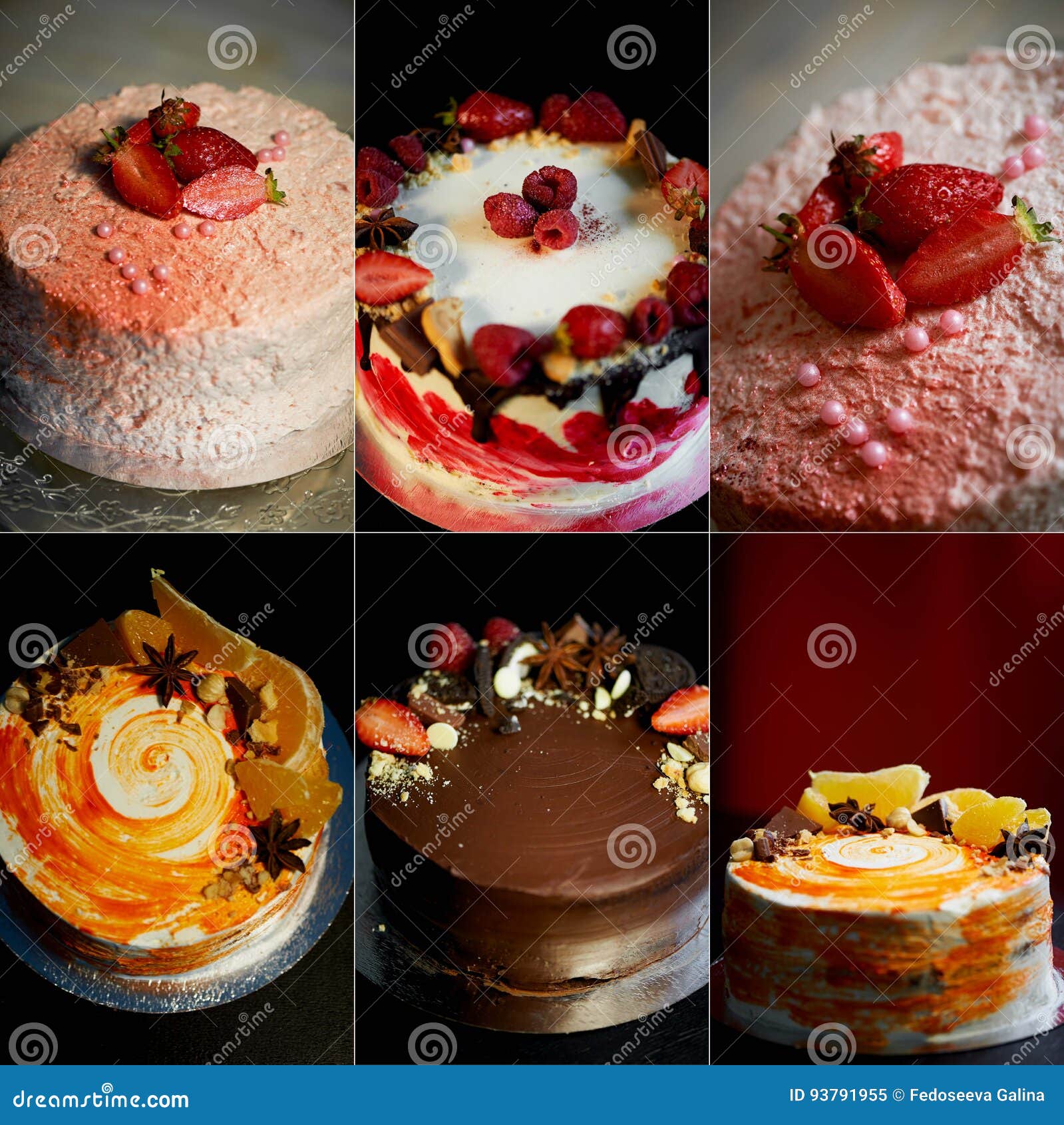 A Collage of Beautiful and Delicious Sweets. Cakes . Works of Culinary ...