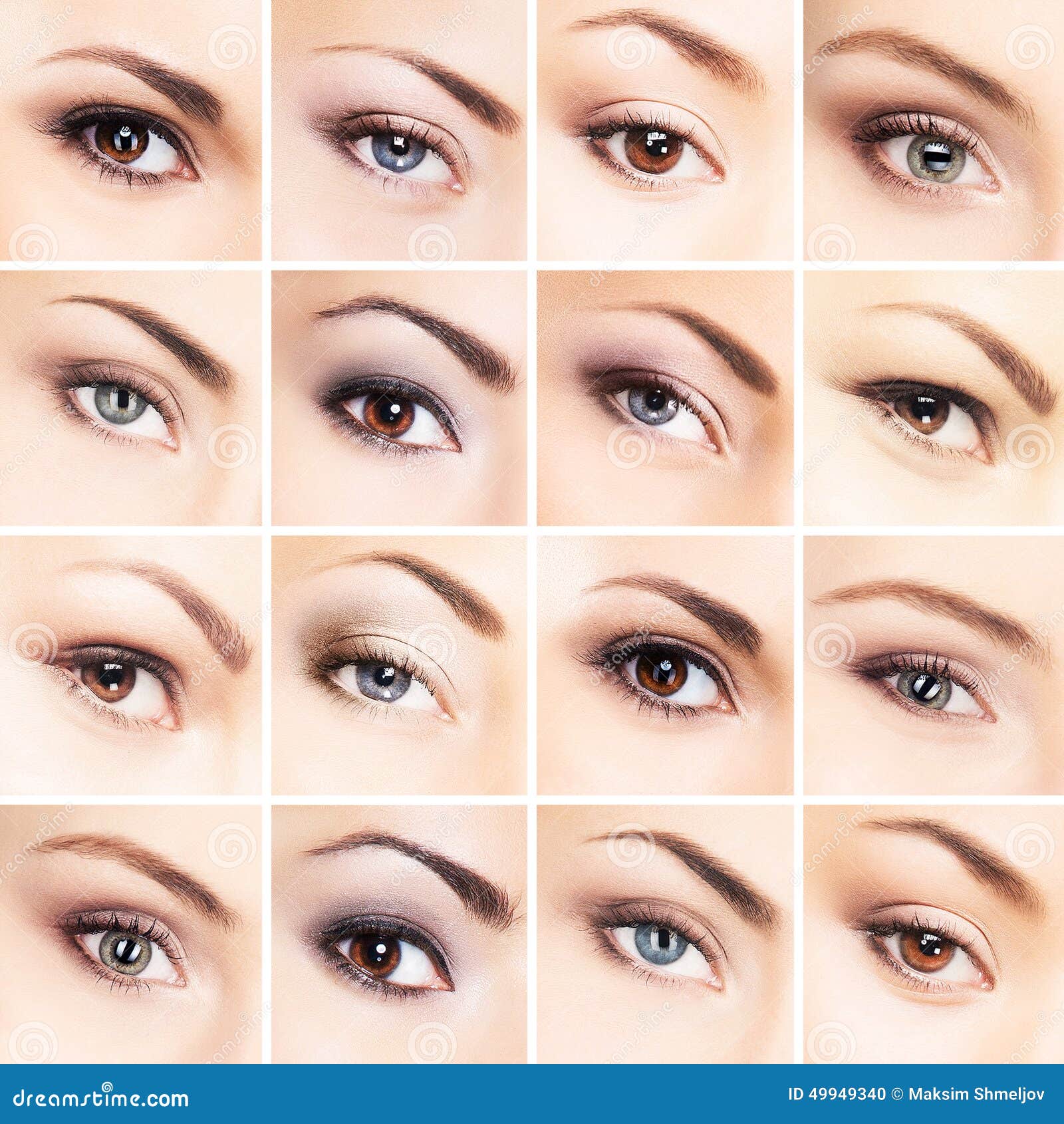 Collage of Beautiful Female Eyes with Makeup Stock Photo - Image of ...
