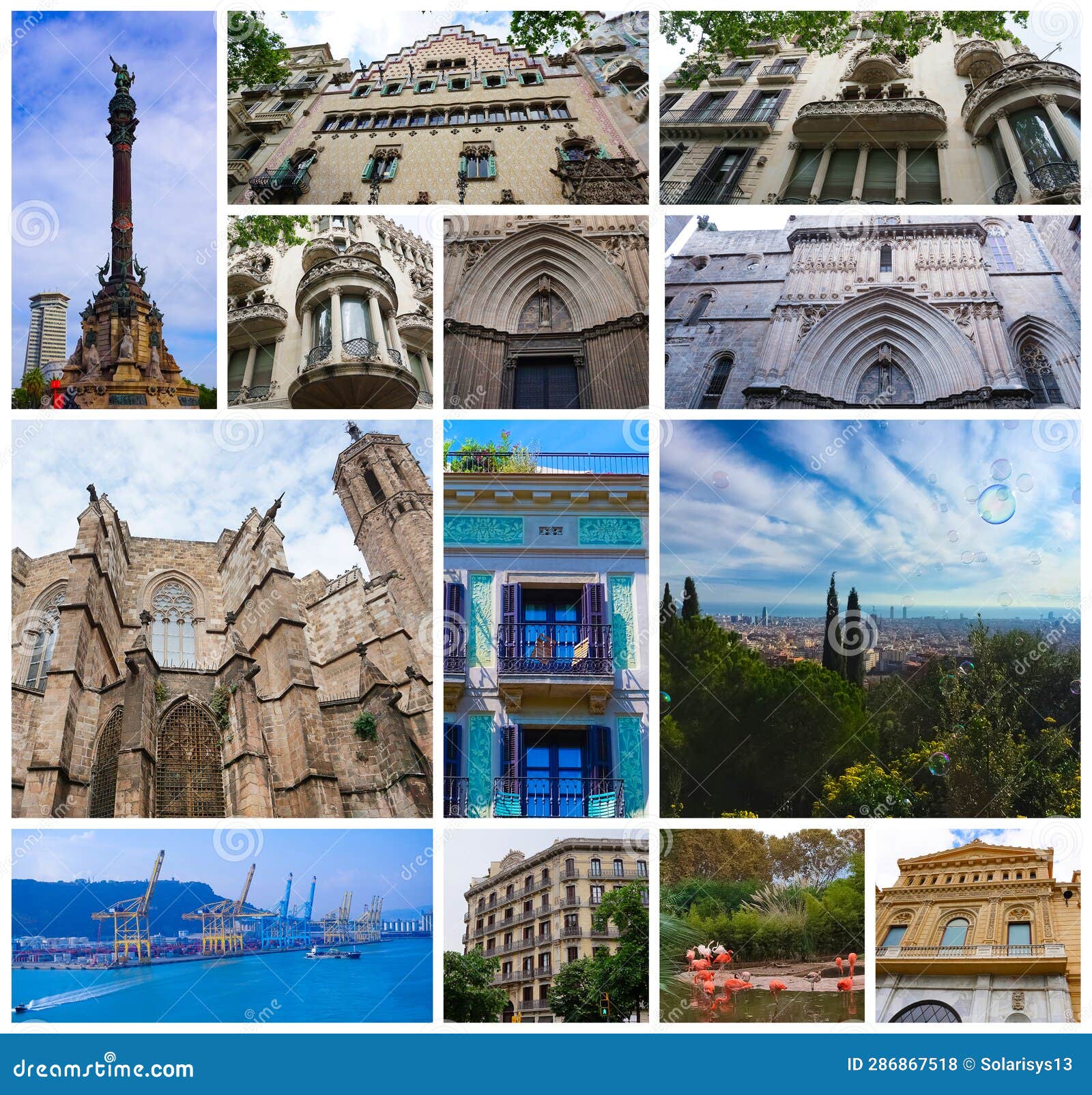 Collage of Beautiful Views of Barcelona, Spain Stock Photo - Image of ...