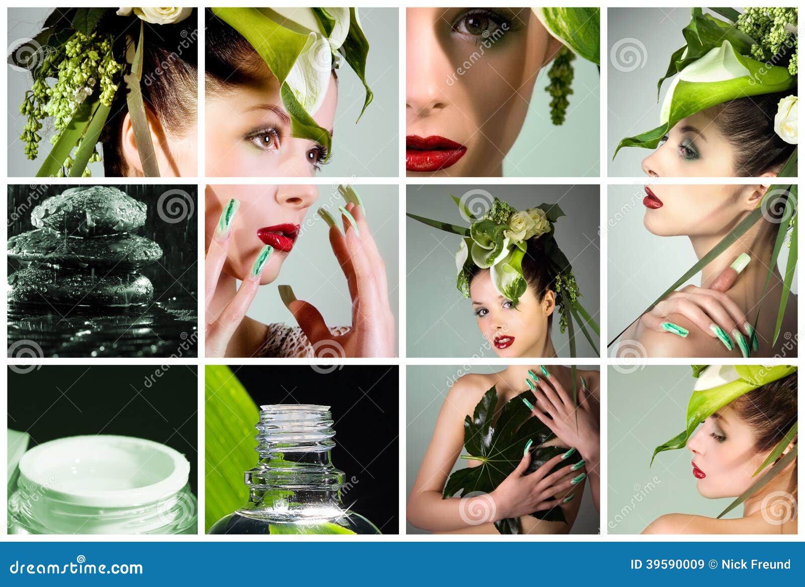Collage with Beautiful Woman Stock Image - Image of aroma, floral: 39590009