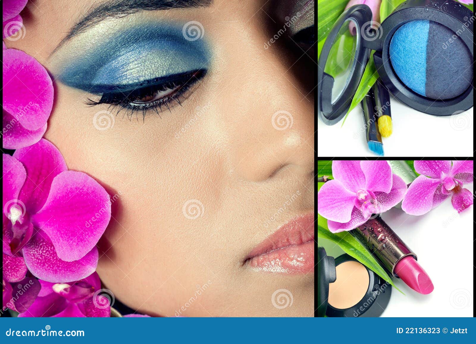 Collage of Beautiful Woman S Face with Cosmetics Stock Image - Image of ...