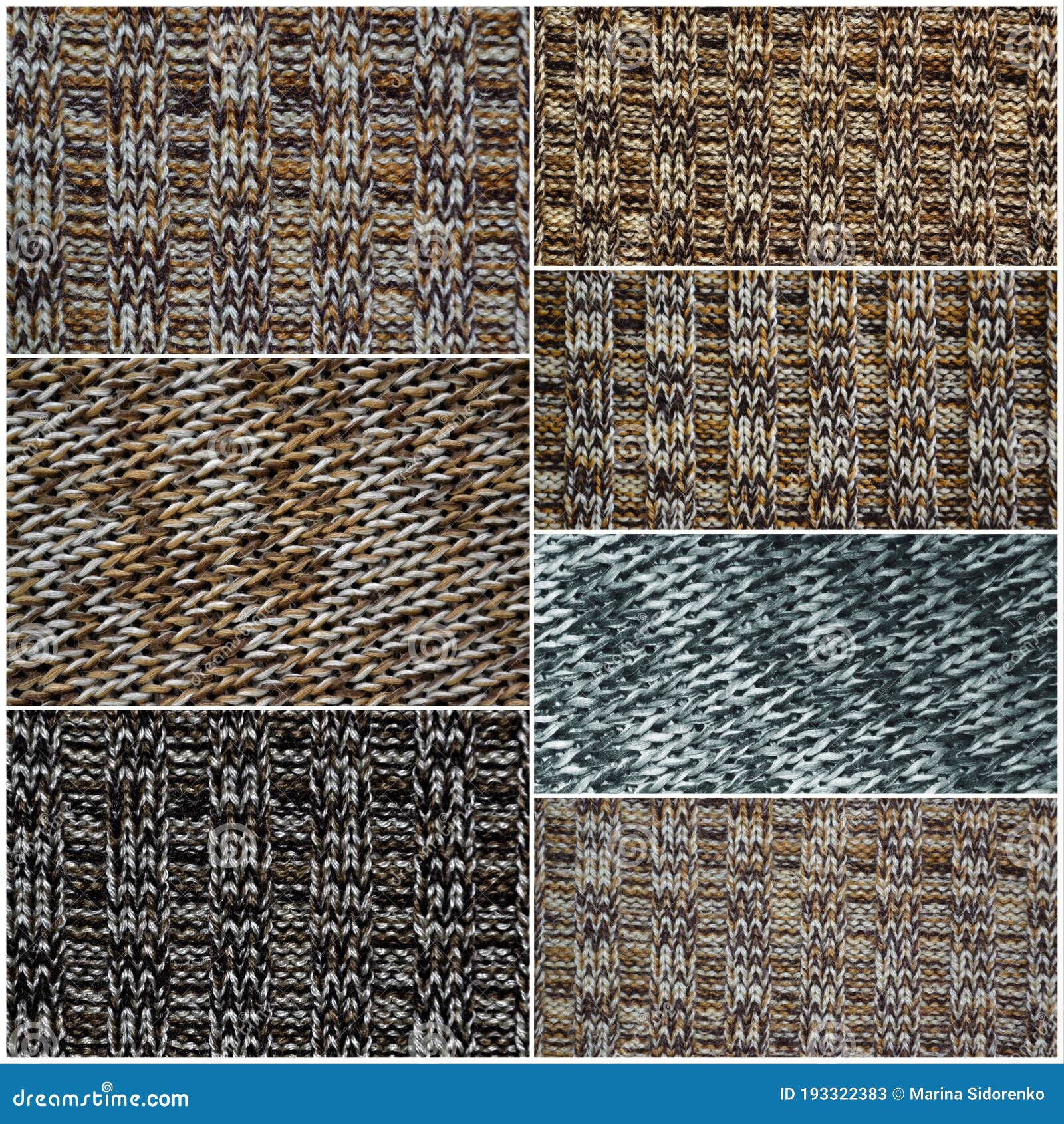 Collage of Beige and Brown Squares of Different Knitting Patterns ...