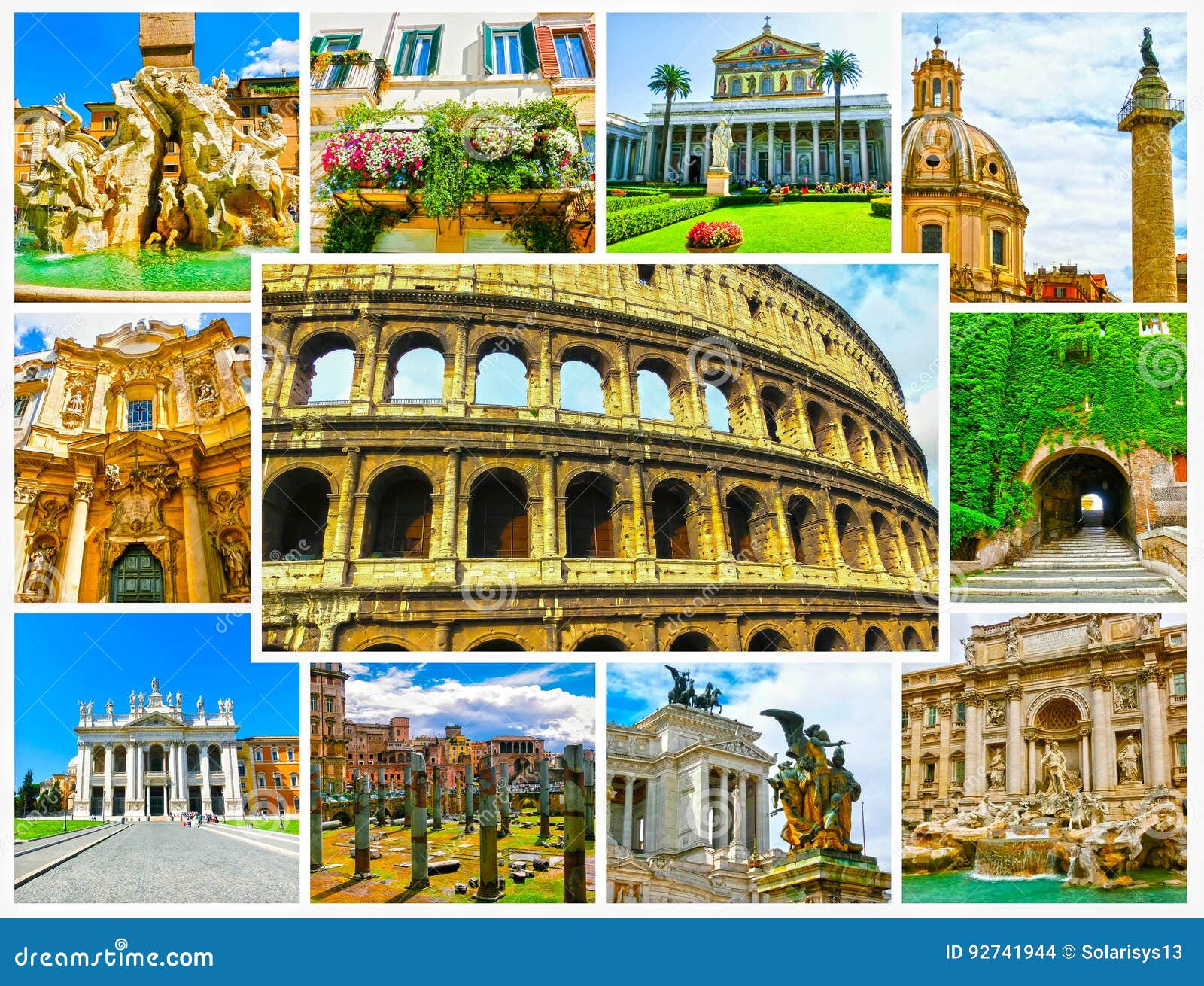 The Collage from Best Views of Rome, Italy Stock Photo - Image of ...