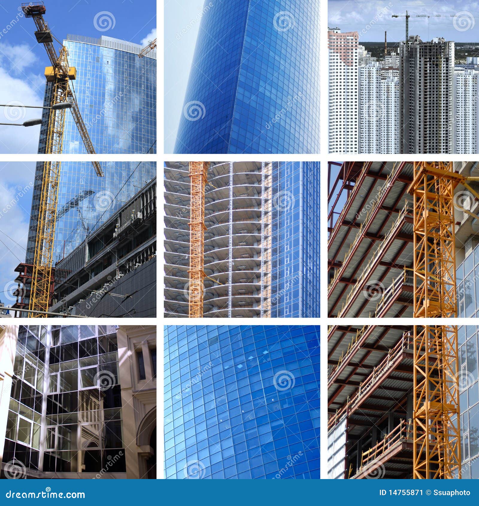 Collage of Big Construction Stock Image - Image of architecture, cloud ...