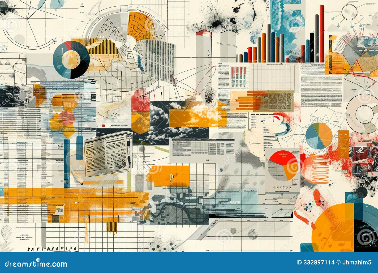 Collage of Big Data Elements and Statistical Charts Stock Illustration ...