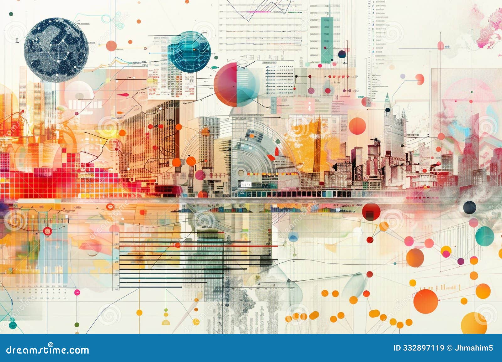 Collage of Big Data Elements and Statistical Charts Stock Illustration ...