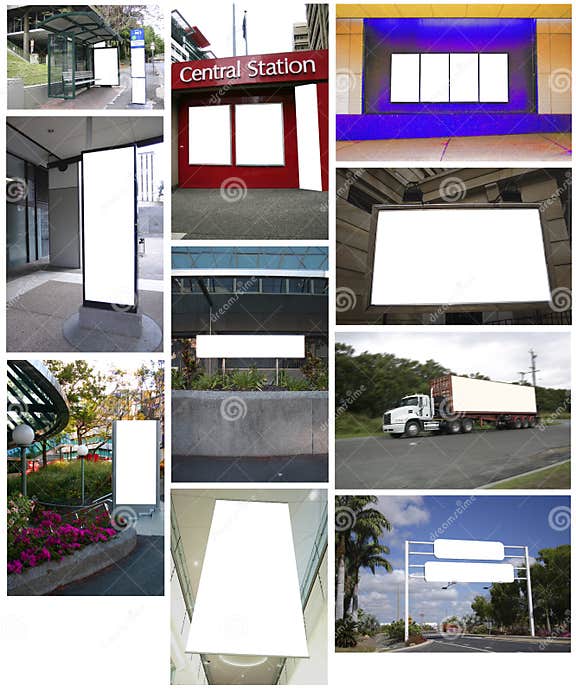 Collage of billboards stock image. Image of poster, railway - 4699339