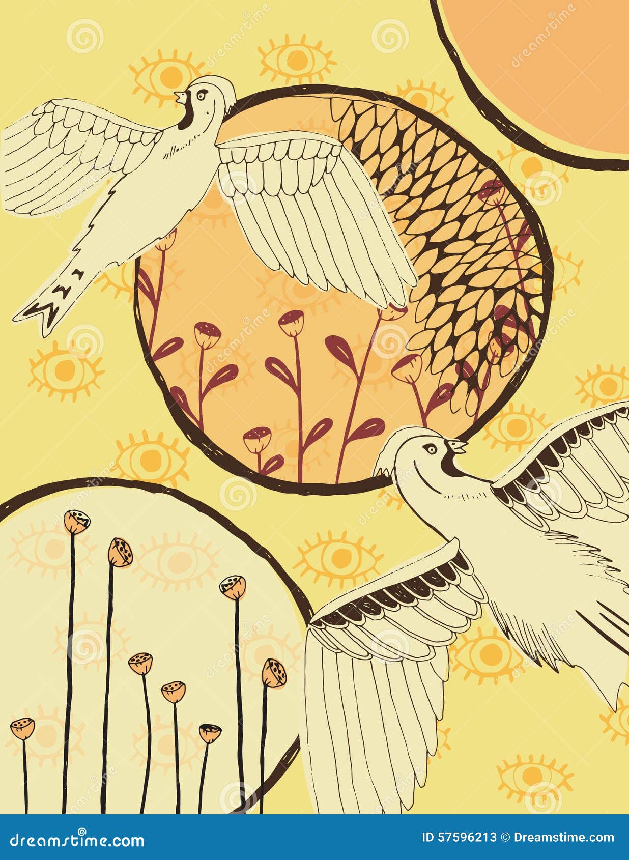 Collage of Bird and Elements Stock Illustration - Illustration of ...