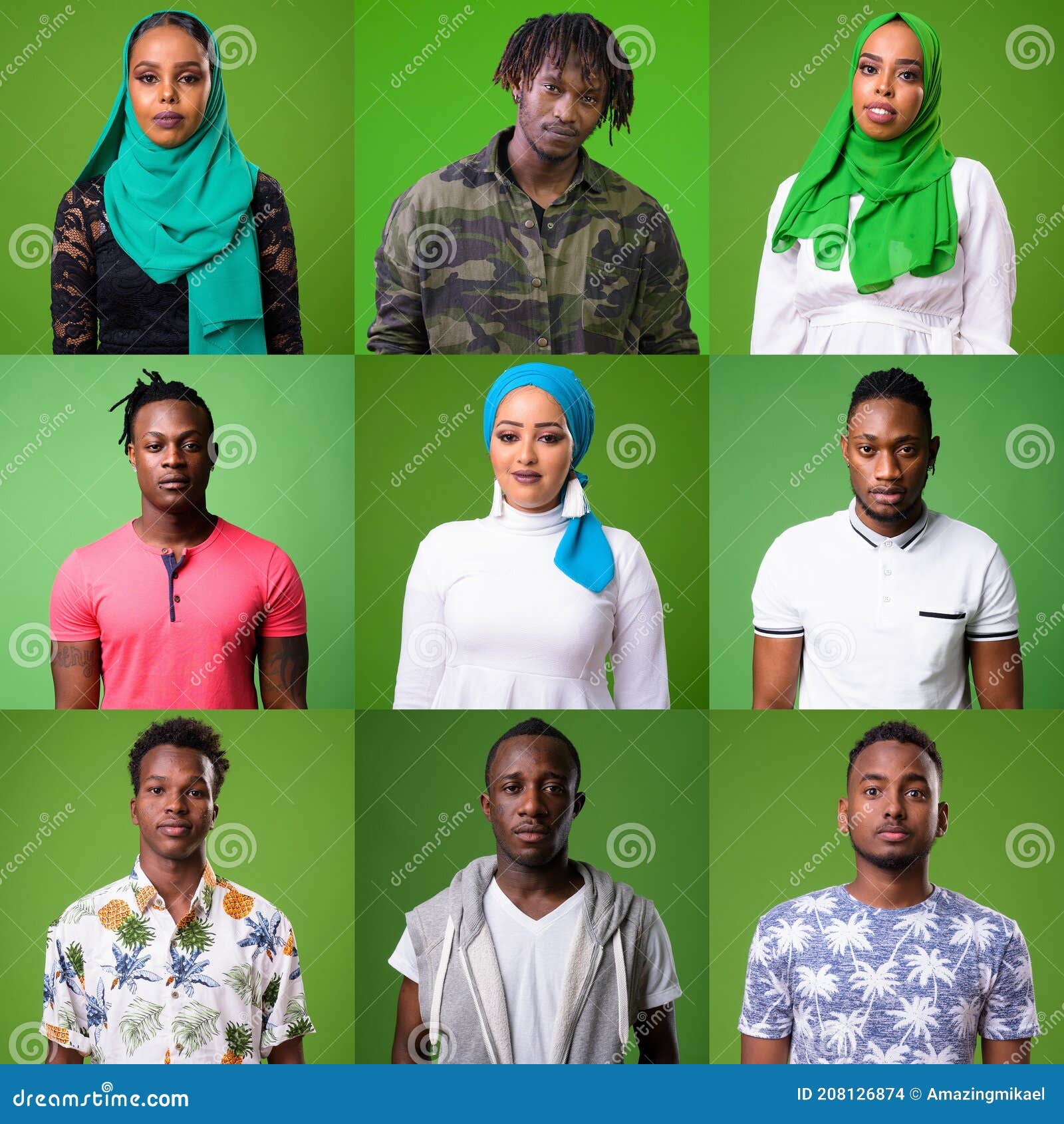 Collage of Black African People Looking at Camera Shot in Studio Stock ...