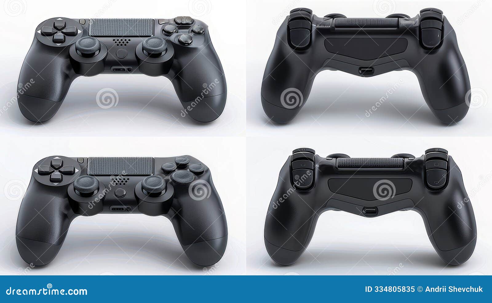 Collage of Black Gaming Controllers on White Background Stock ...