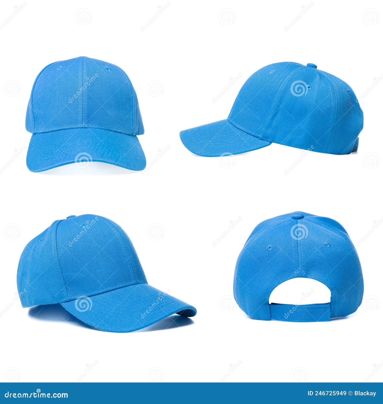 Collage with a Blue Baseball Cap on White Background Stock Image ...