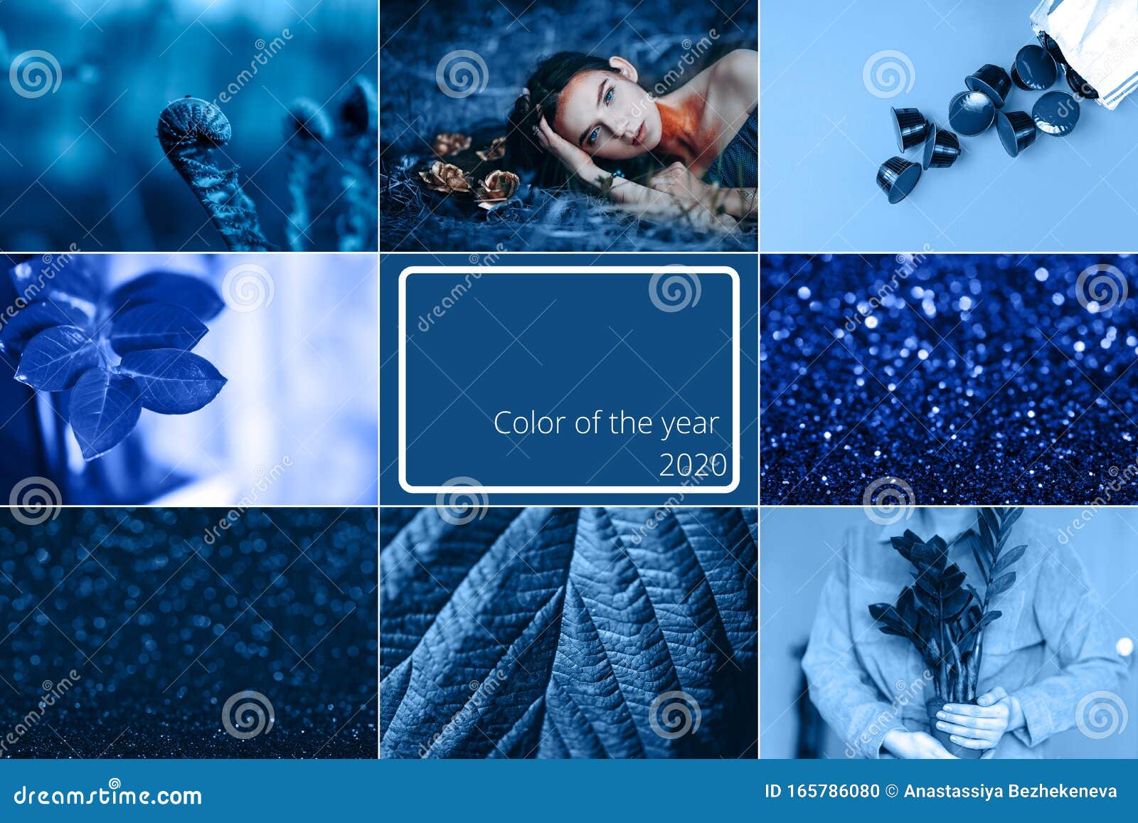 Collage of blue photo stock photo. Image of flower, inspiration - 165786080