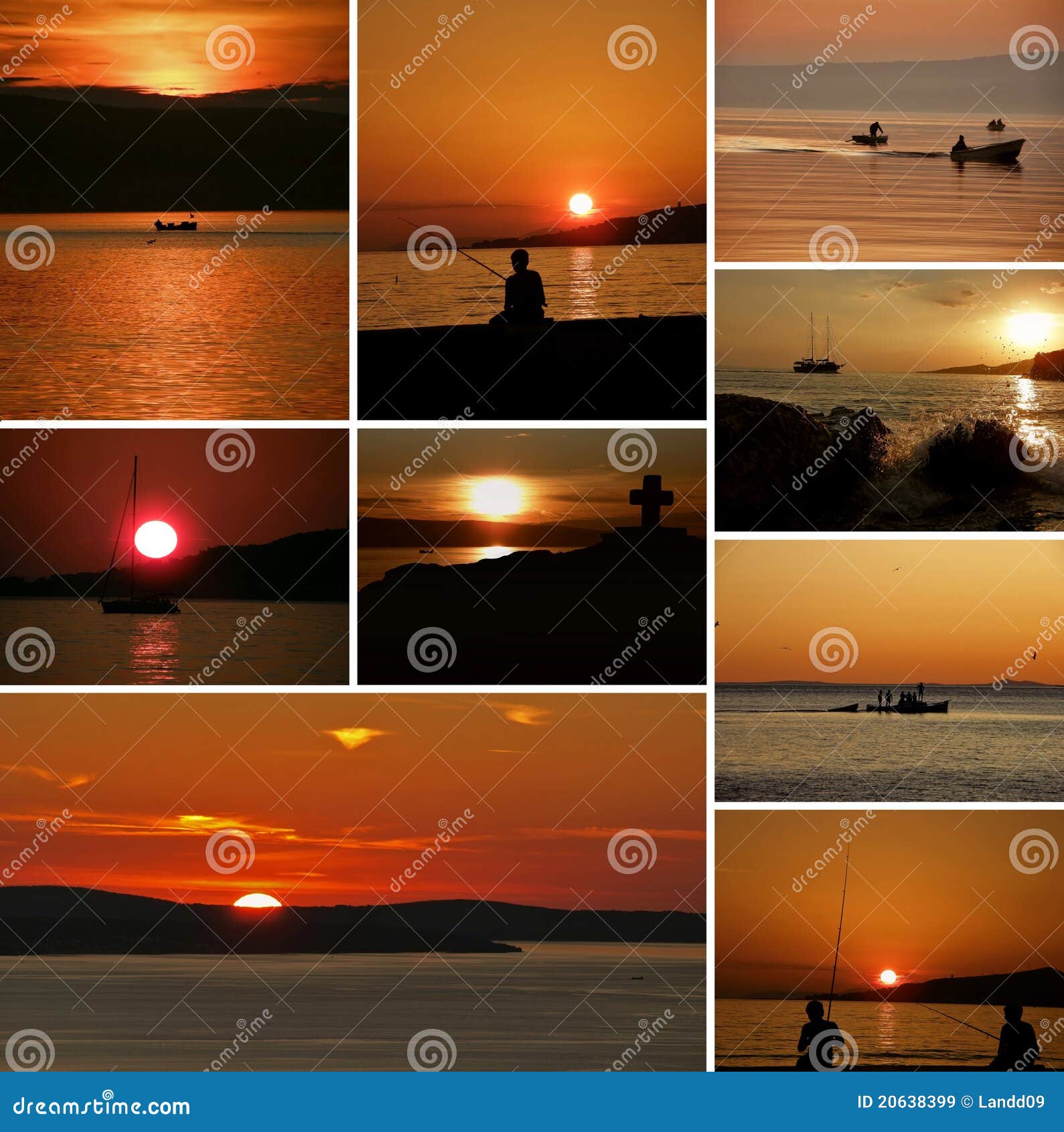 Collage- Boats and People in Sunset Stock Image - Image of beach ...