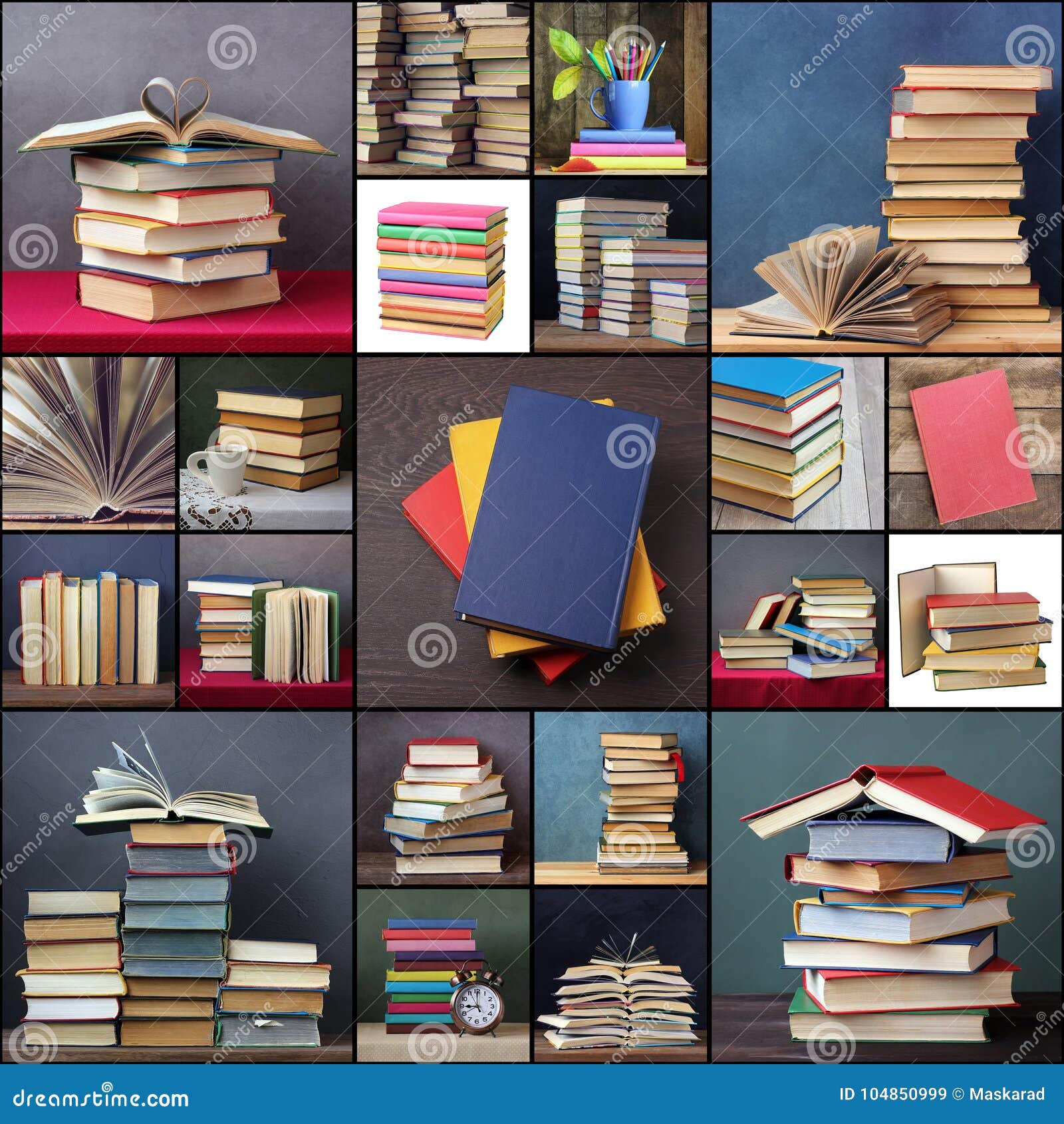 Collage with Books. Book Background Stock Image - Image of learning ...