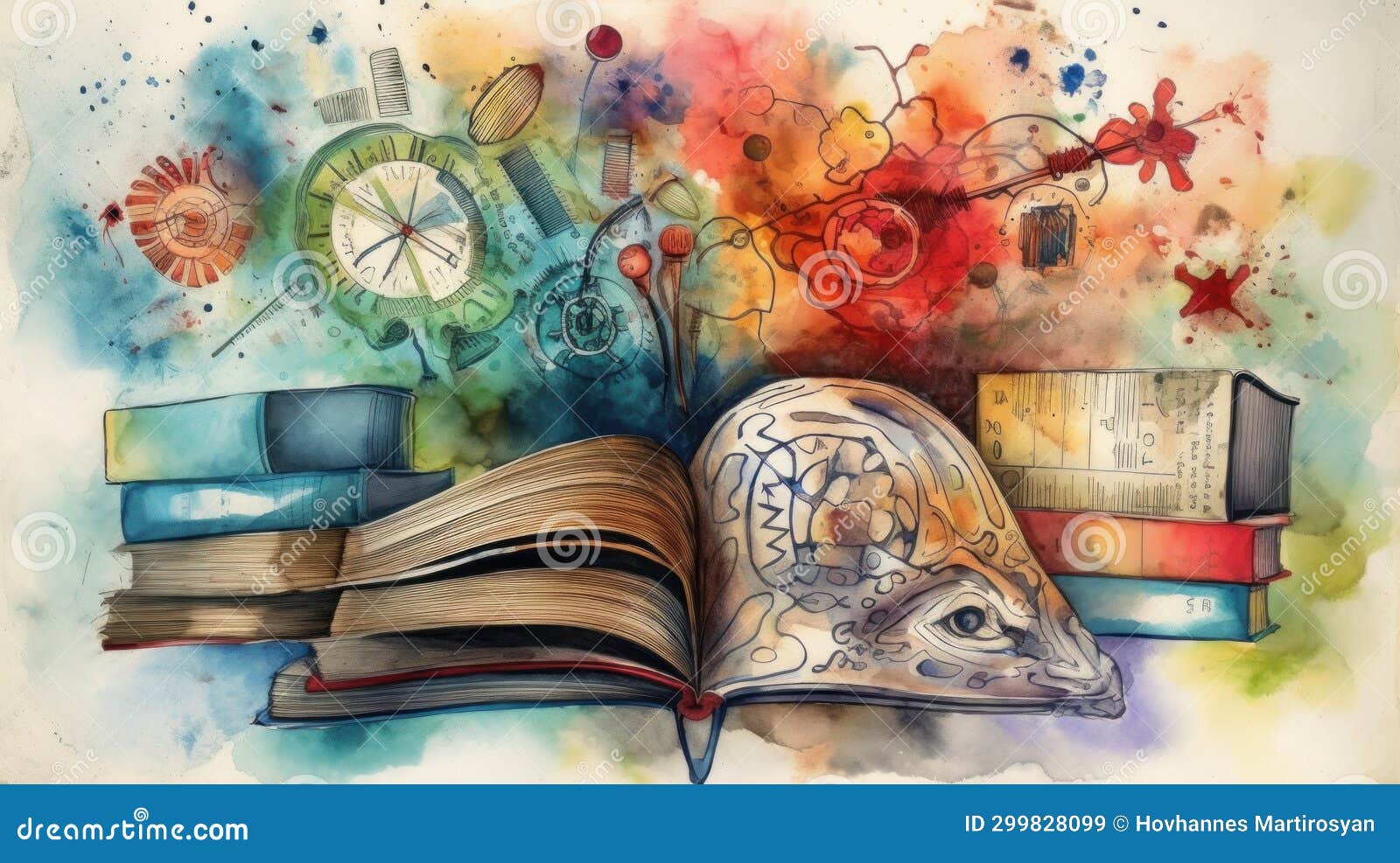 Collage with Books, Cogs, Light Bulb Brain. Learning, Education Concept ...