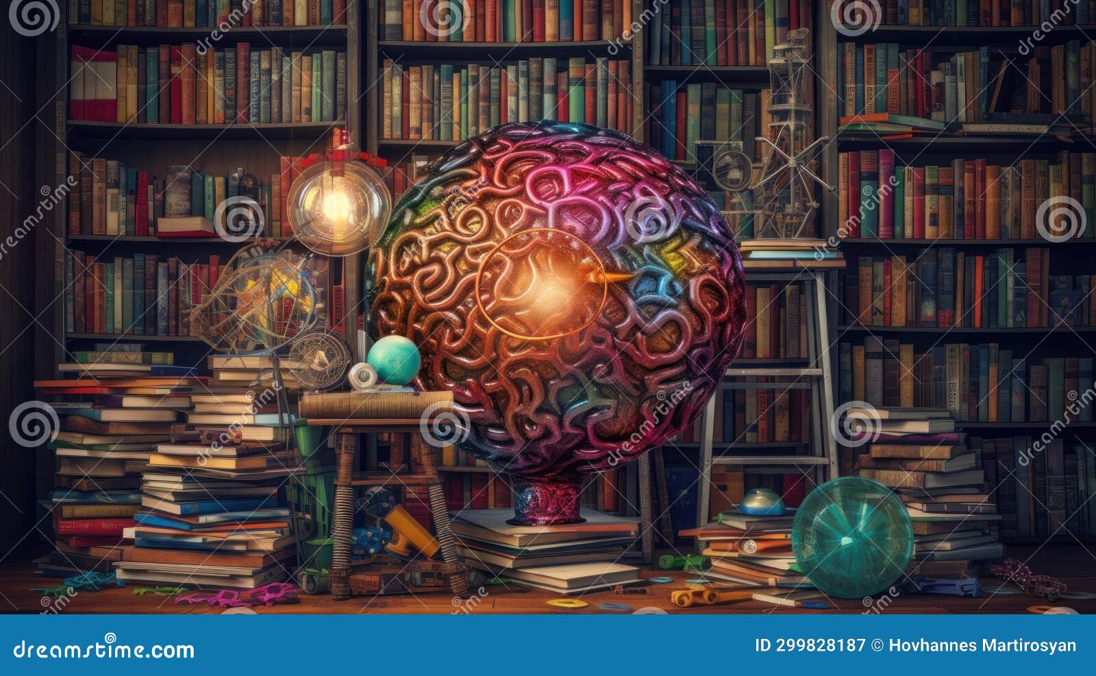 Collage with Books, Cogs, Light Bulb Brain. Learning, Education Concept ...