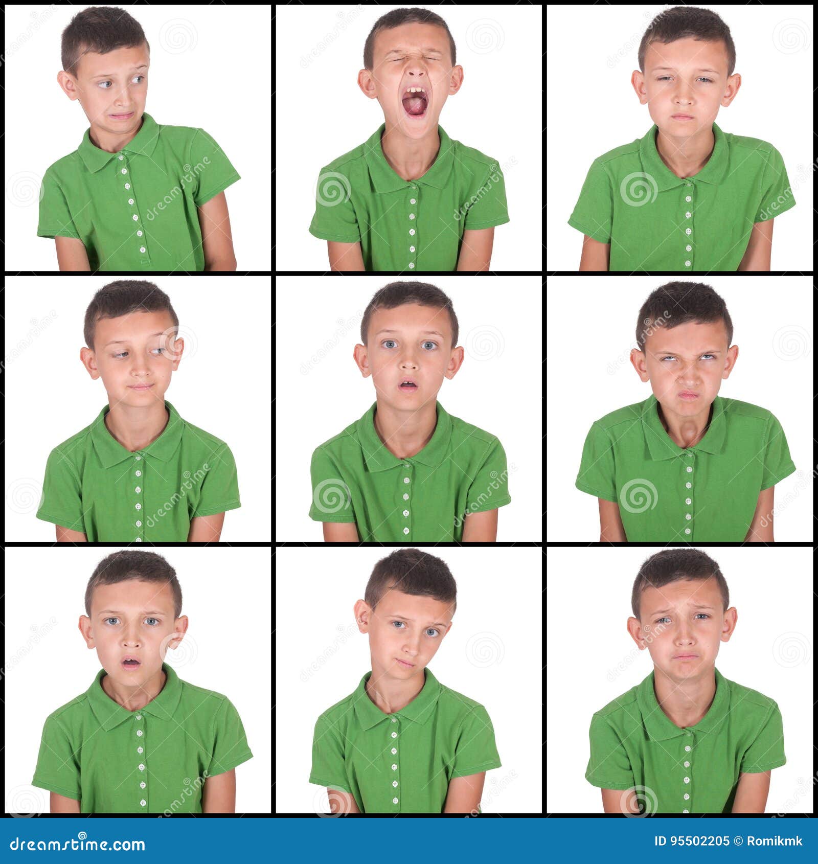 Collage Boy with Different Facial Expressions Stock Image - Image of ...