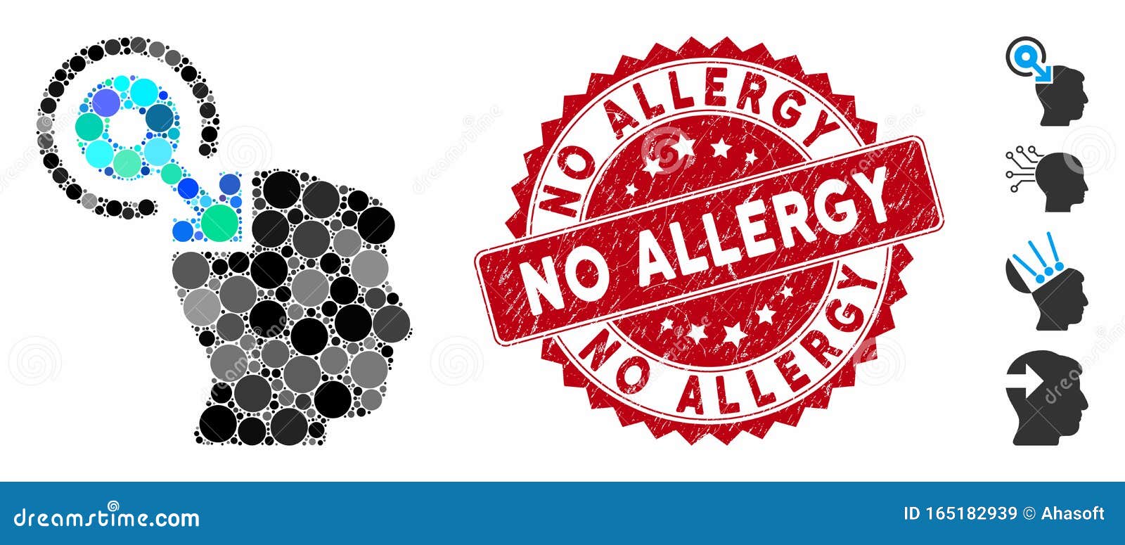 Collage Brain Interface Plug-in Icon with Distress No Allergy Stamp ...