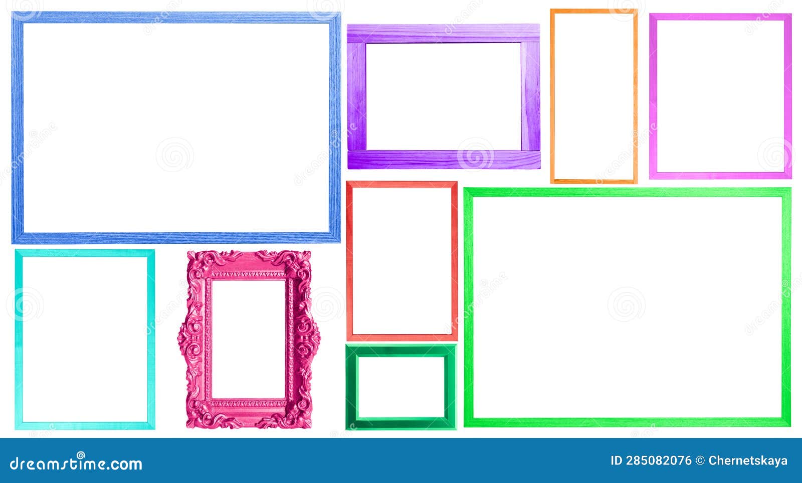 Collage with Bright Frames on White Background Stock Illustration ...