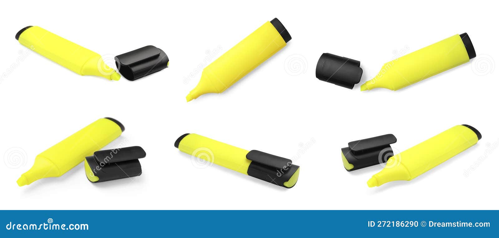 Collage with Bright Yellow Marker on White Background Stock Photo ...