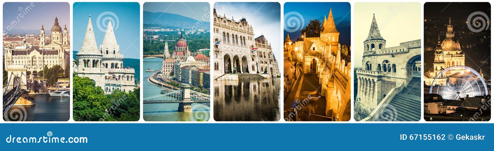Collage of Budapest Sights at Night Stock Photo - Image of building ...