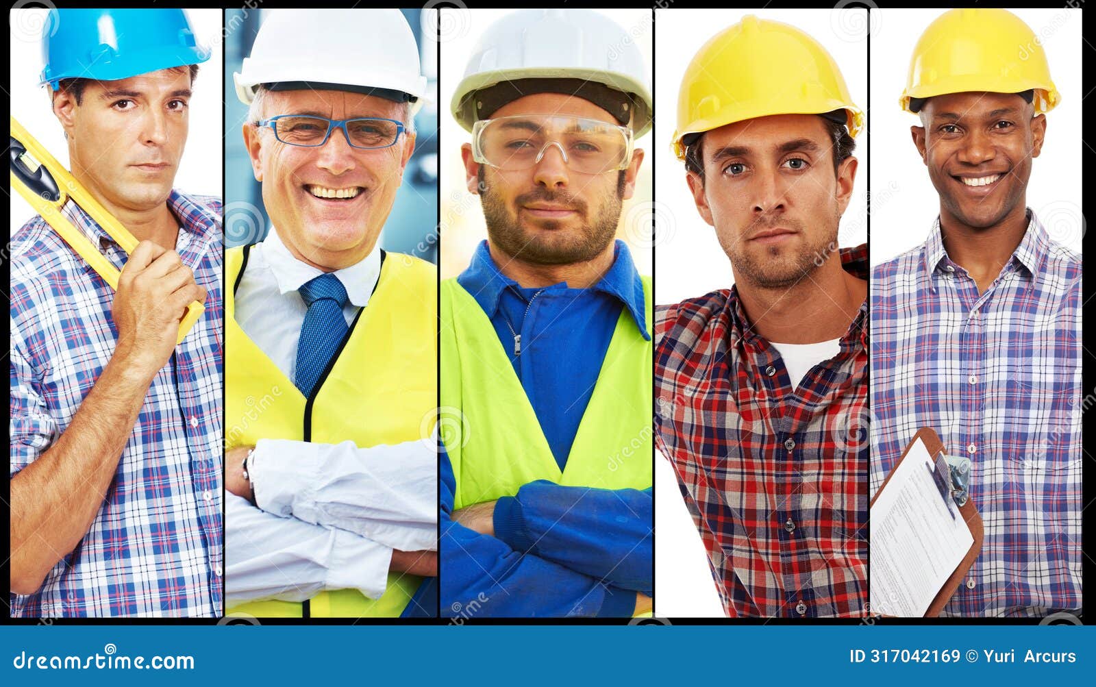 Collage, Building Contractor and Portrait for Construction, Industrial ...