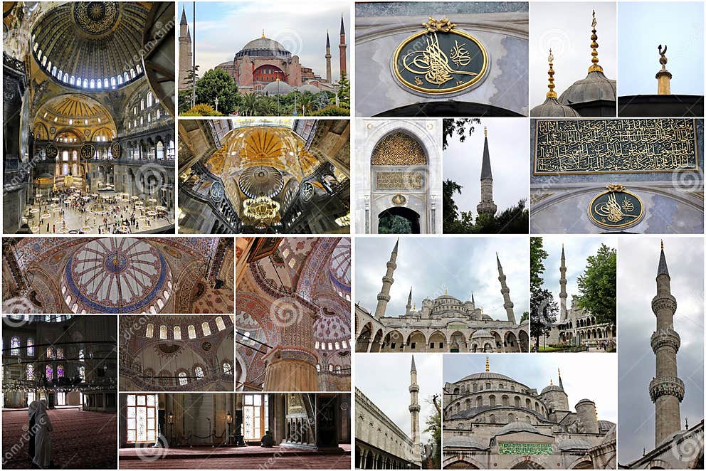 Collage buildings Istanbul stock photo. Image of architecturally - 20103390