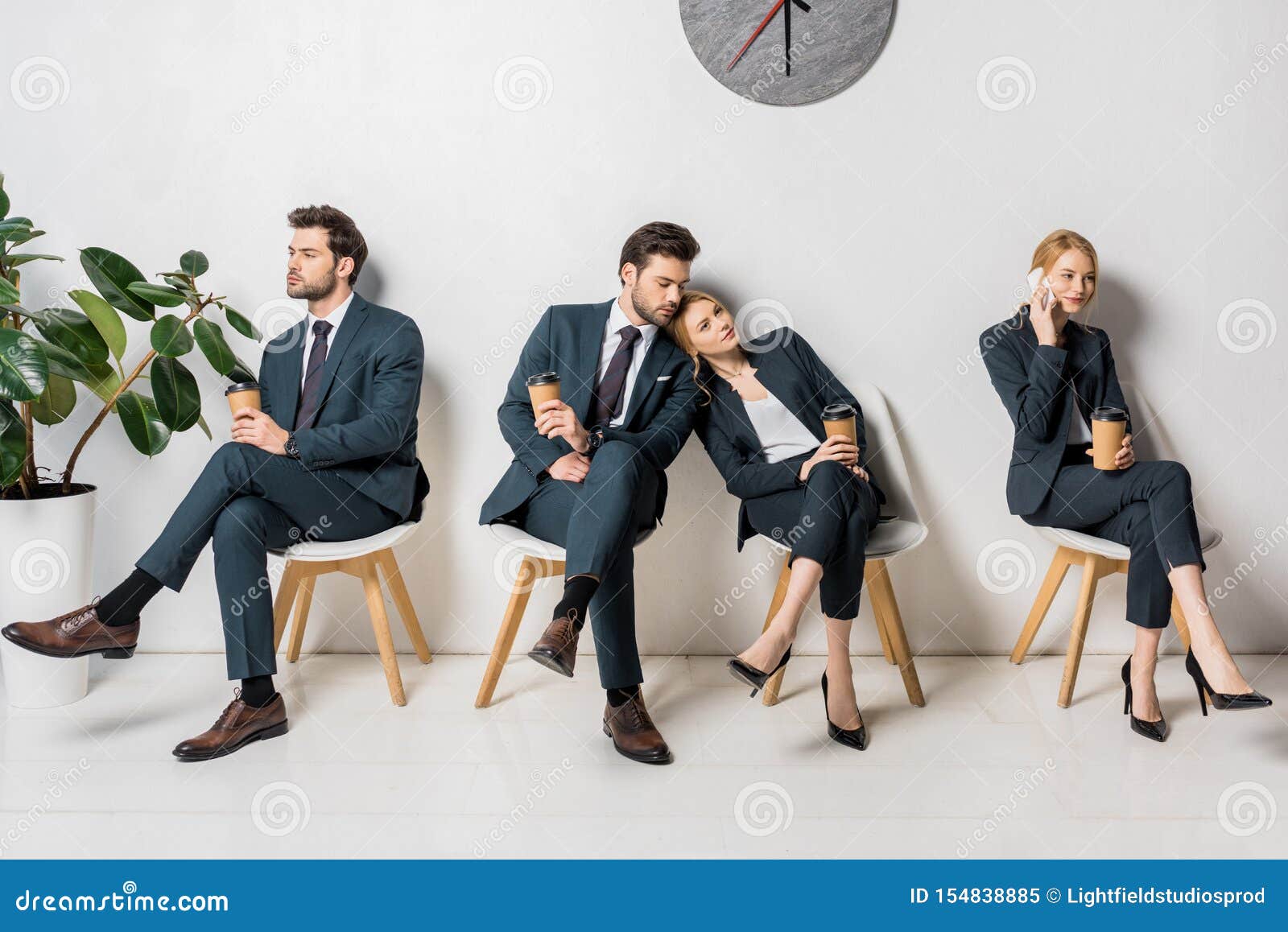 Collage of Business People in Various Poses Waiting Stock Image - Image ...
