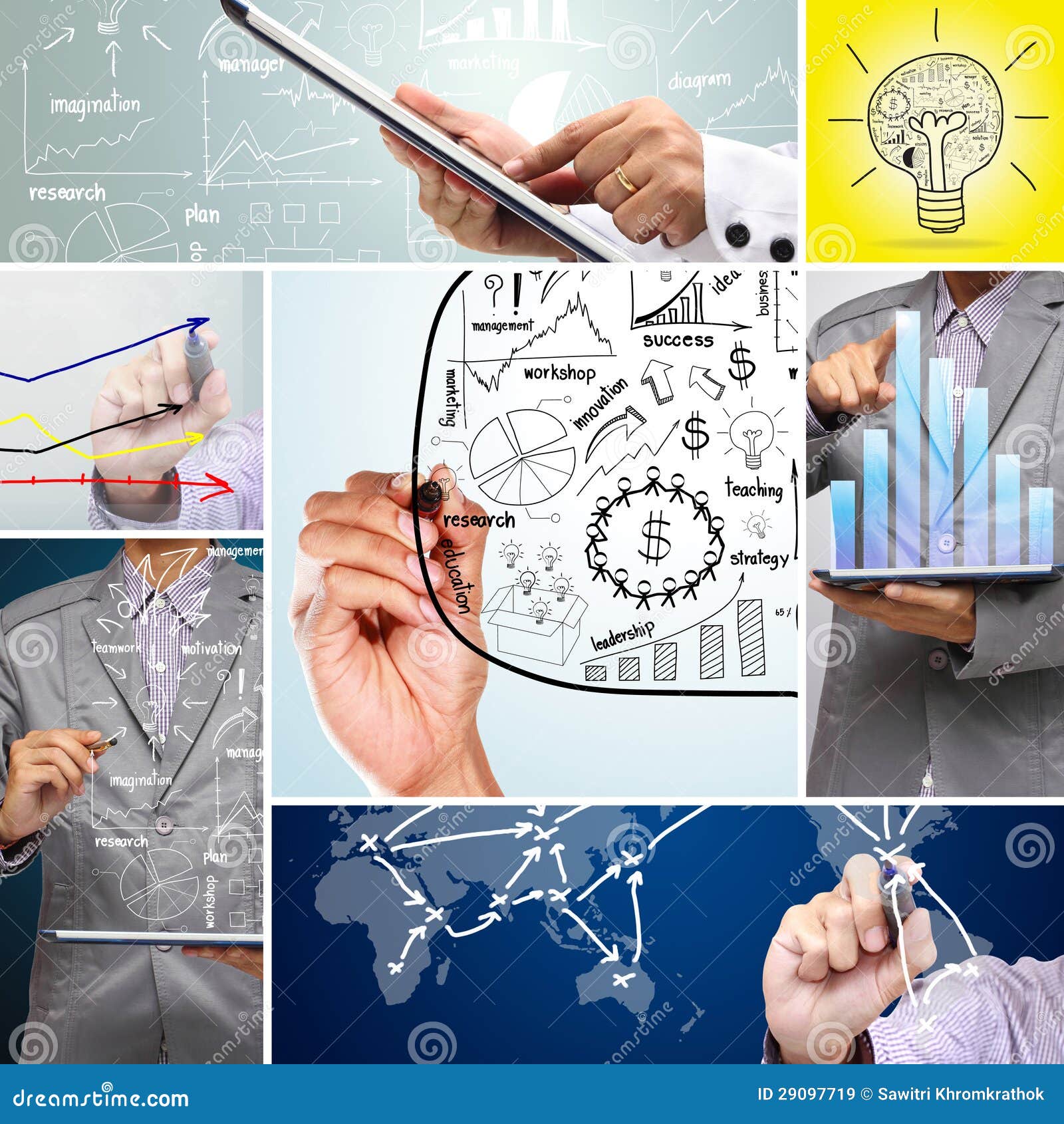 Collage Business Plan Concept Idea Stock Illustration - Illustration of ...