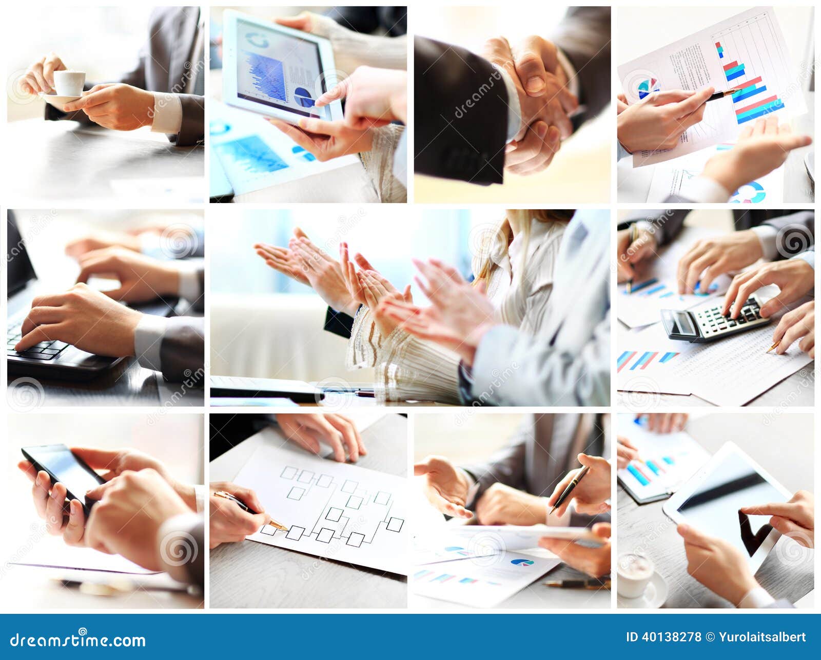 Collage with Businesspeople Working Stock Photo - Image of notebook ...